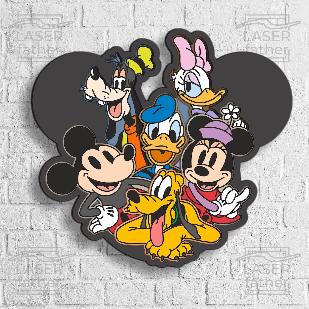 Mickey Mouse and Friends Vector, Disney Characters SVG, Laser Engraving ...
