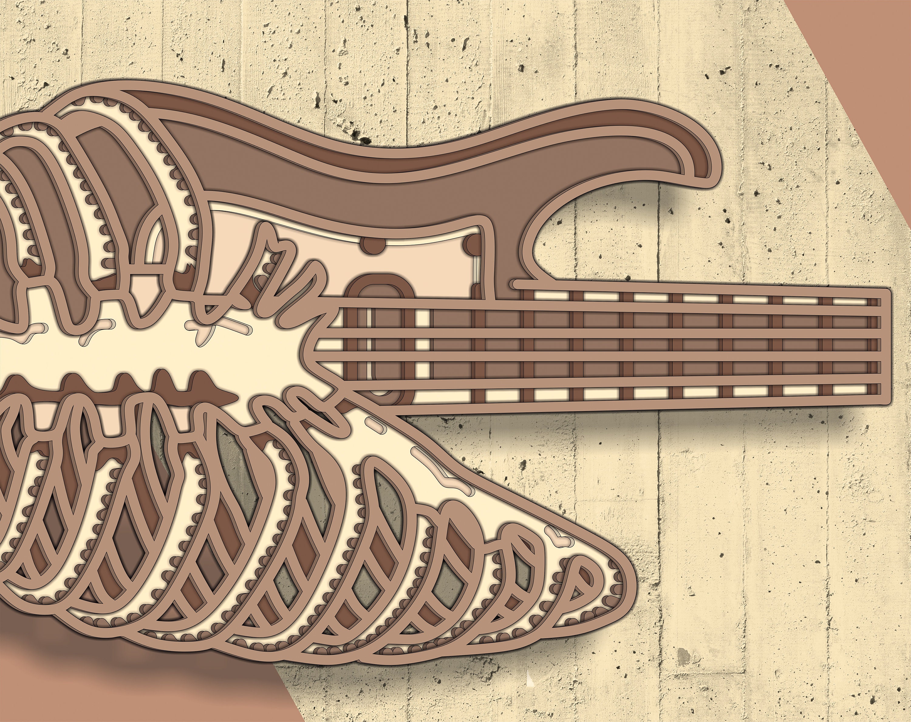 Skeleton Guitar Layered 3D SVG, Laser Cut, Music Instrument Art ...