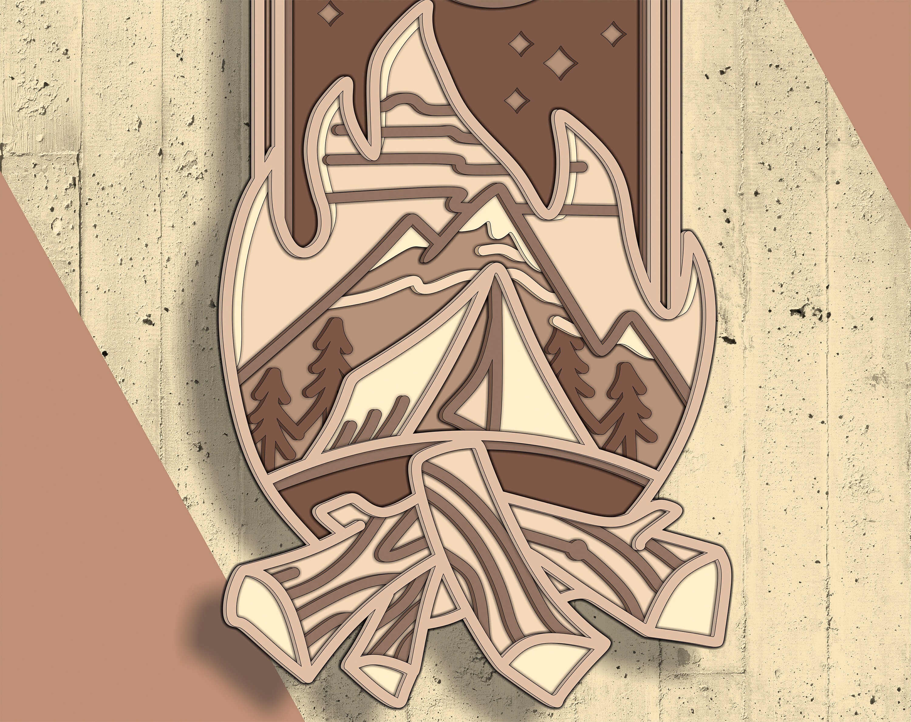 3D Campfire Layered SVG File, Digital Download Svg Png Ai Dxf Eps Dwg ...