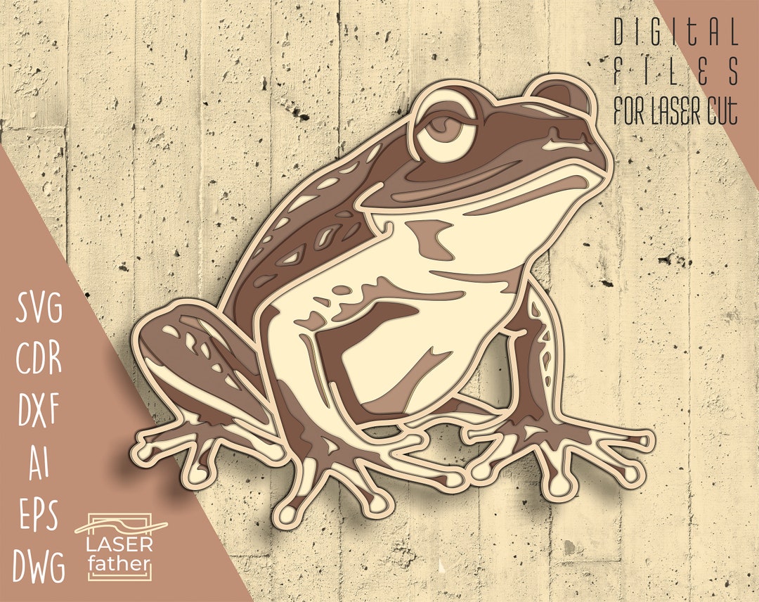 Frog 3D Layered SVG, Laser Cutting, Digital Download Ai Cdr Eps Png Dwg ...