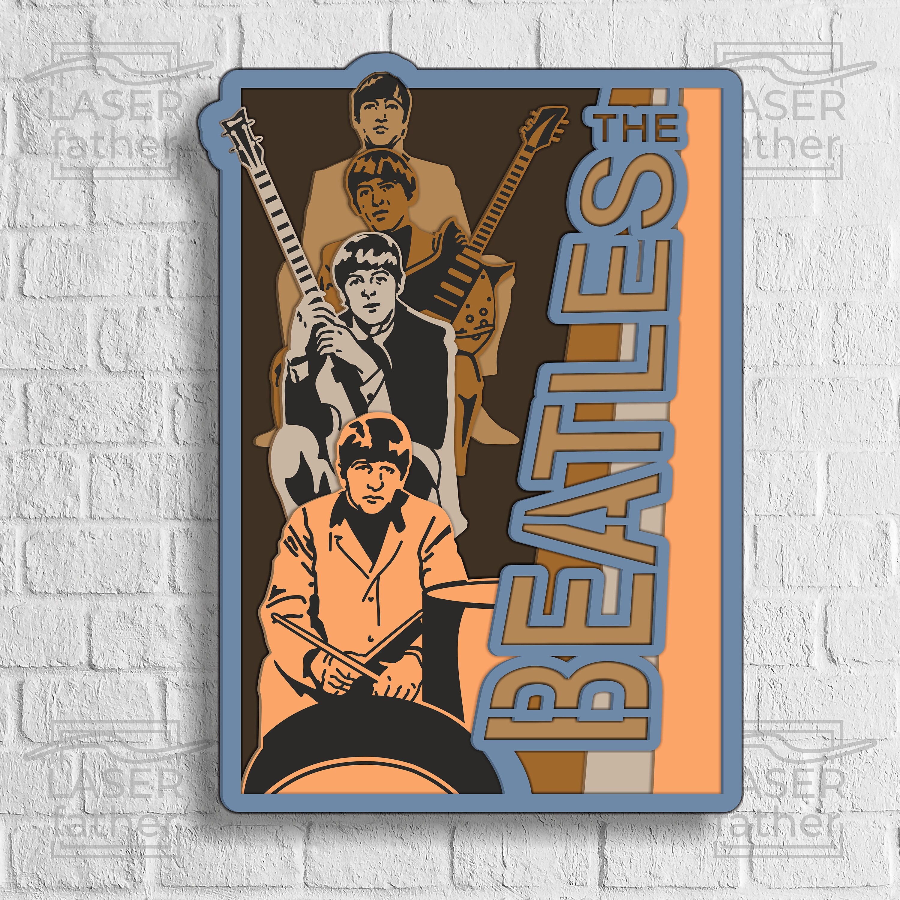 Beatles Shadow Box, Music Band SVG, Layered Design, Glowforge Template ...