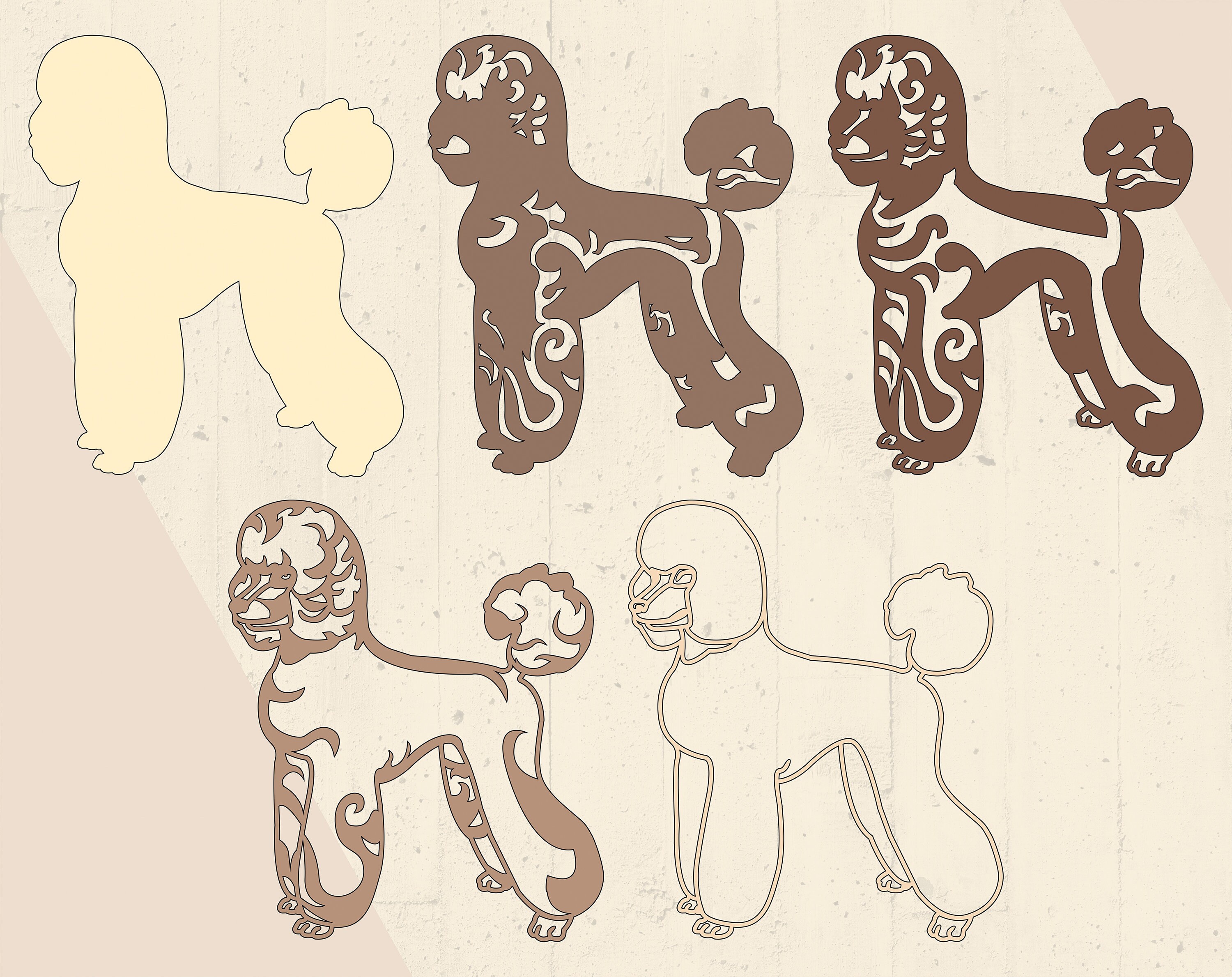 Poodle 3D Layered SVG, Laser Cutting, Digital Download Ai Cdr Eps Png ...