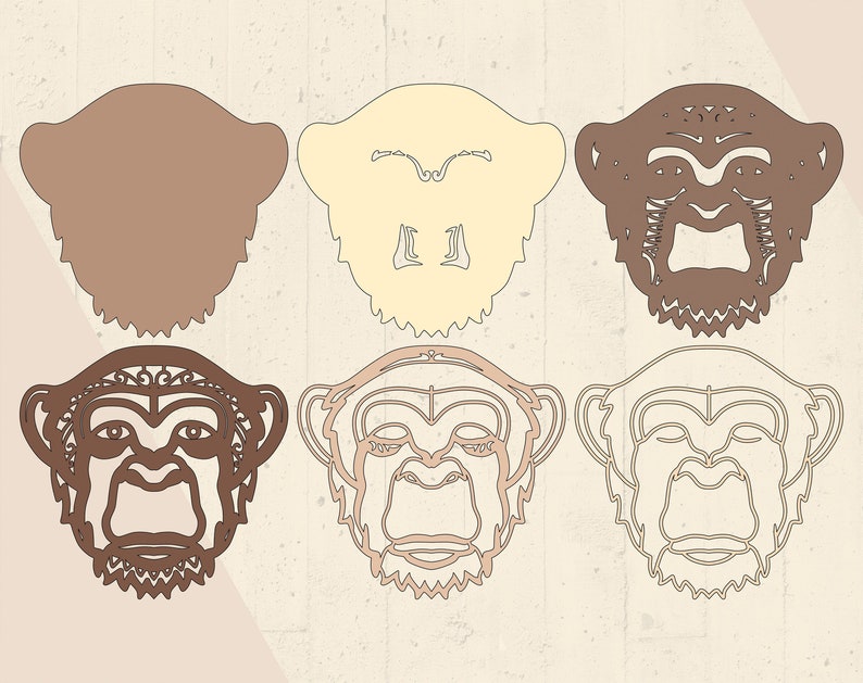 3D Monkey Multilayer SVG, Laser Cut, Digital Download Svg Png Ai Dxf ...