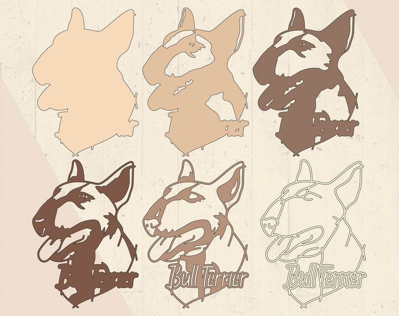3D Layered Bull Terrier SVG File, Laser Cutouts, Digital Download Ai ...