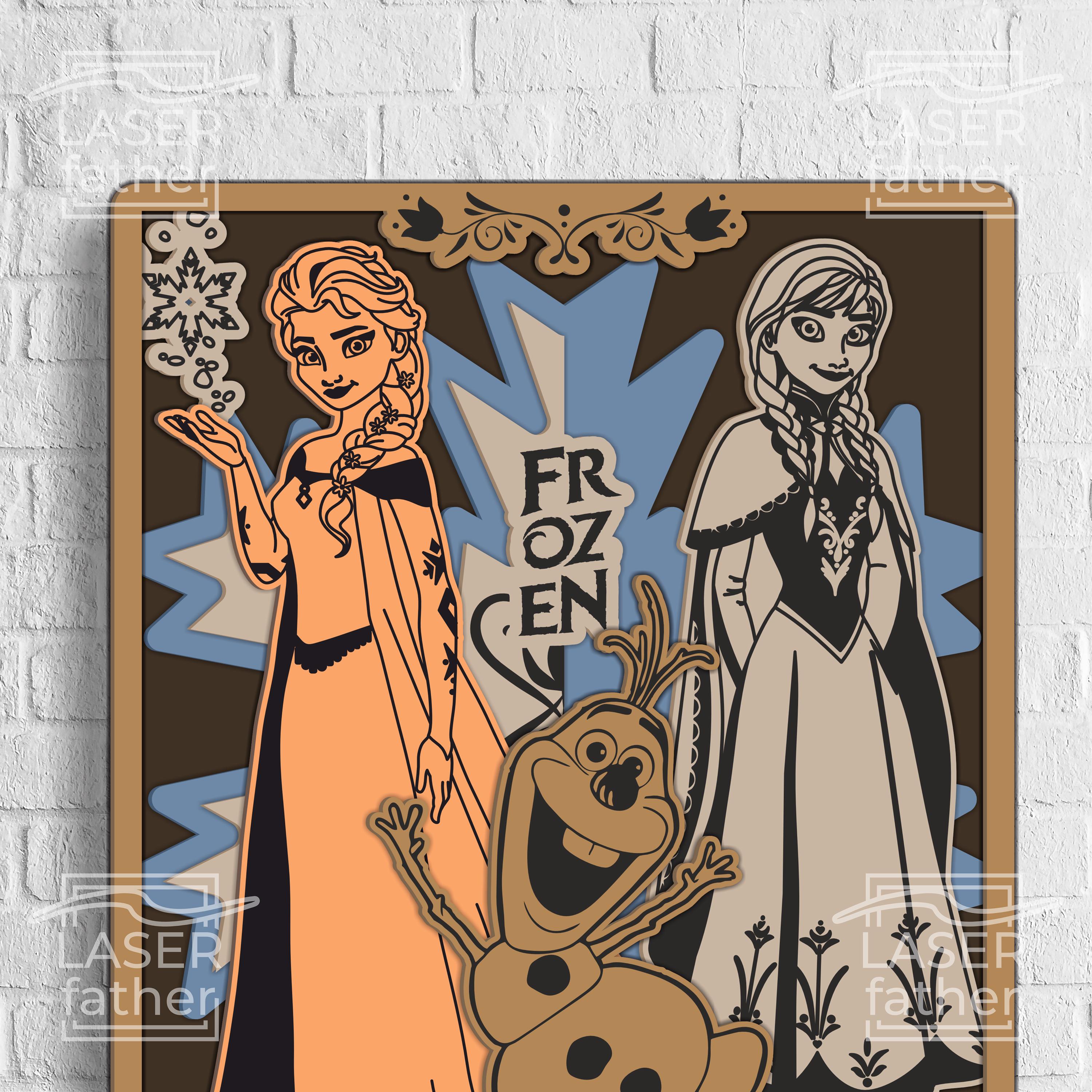 Elsa and Anna SVG, Cartoon Design, Layered Craft, Laser Cutting Files ...