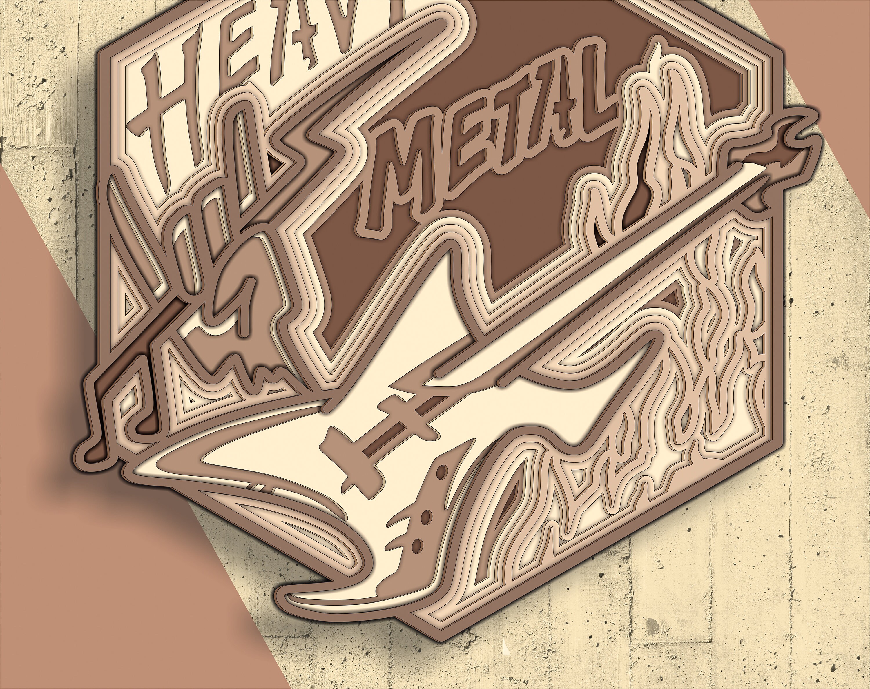 Heavy Metal 3D Multilayered SVG Files Ai Cdr Eps Png Dwg Dxf, Laser Cut ...