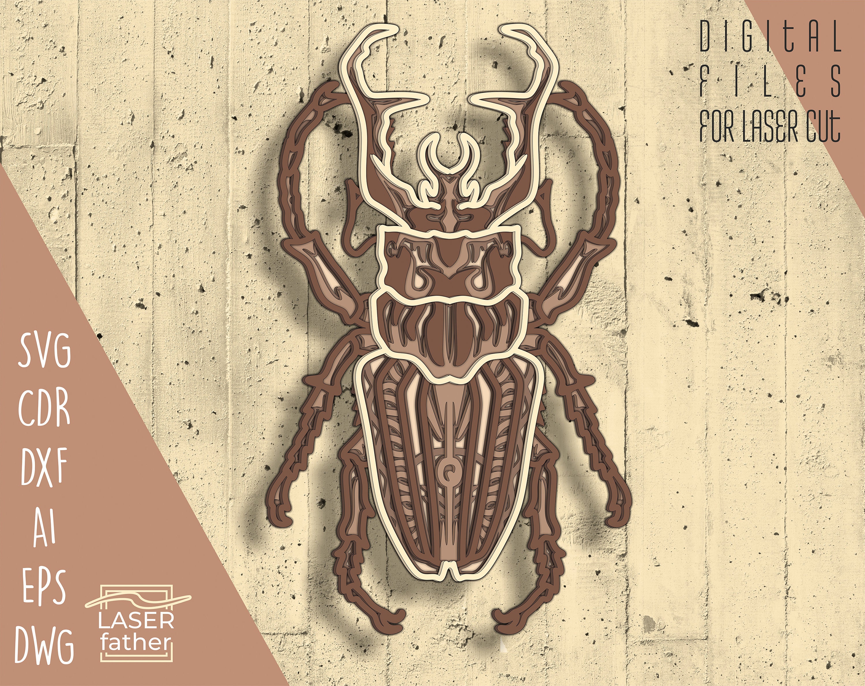 3D Multilayer Scarab Beetle SVG File, Laser Cutting, Digital Download ...