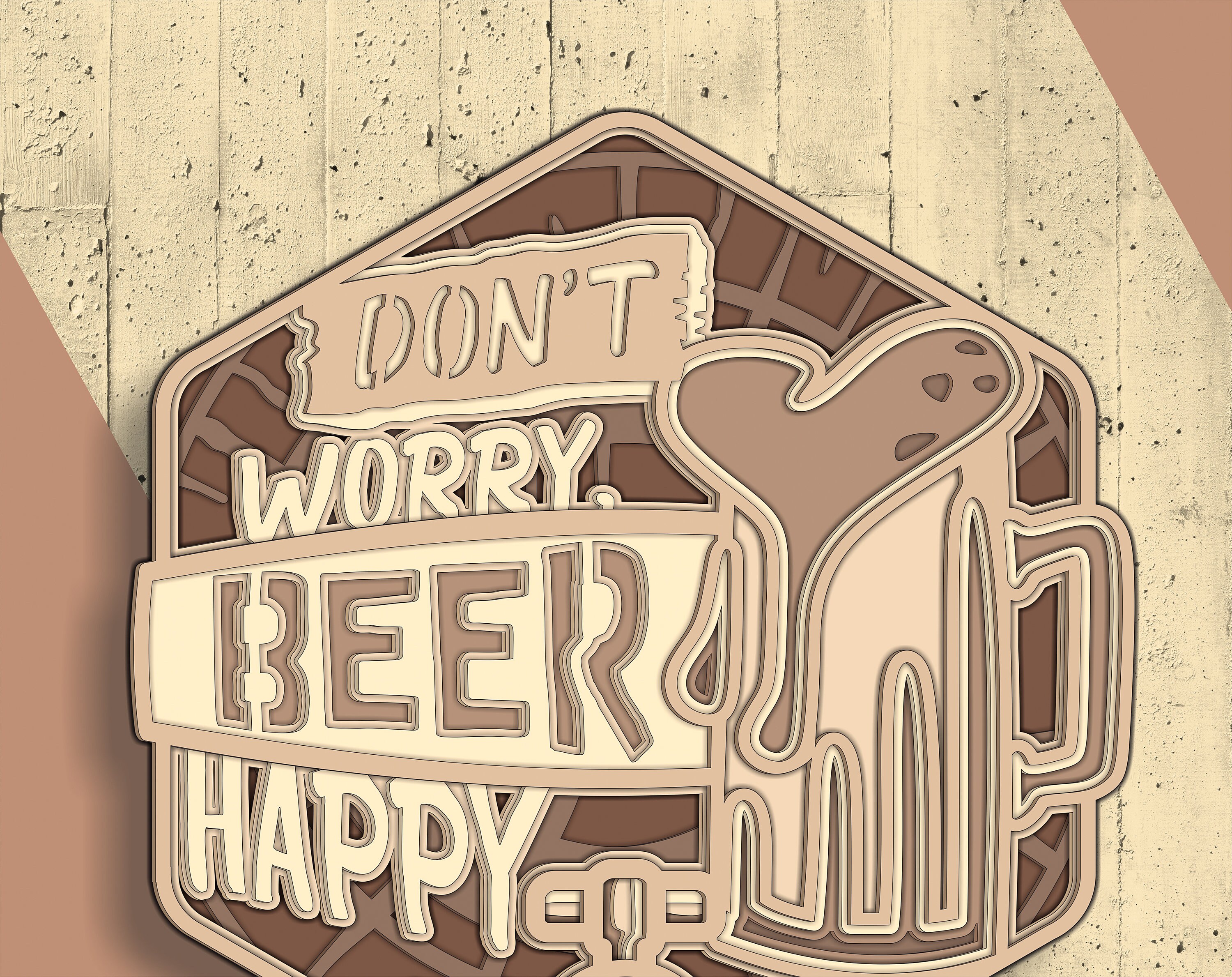 3D Beer Multilayered SVG File Design Beer Craft Gift Ai Cdr Eps Png Dwg ...