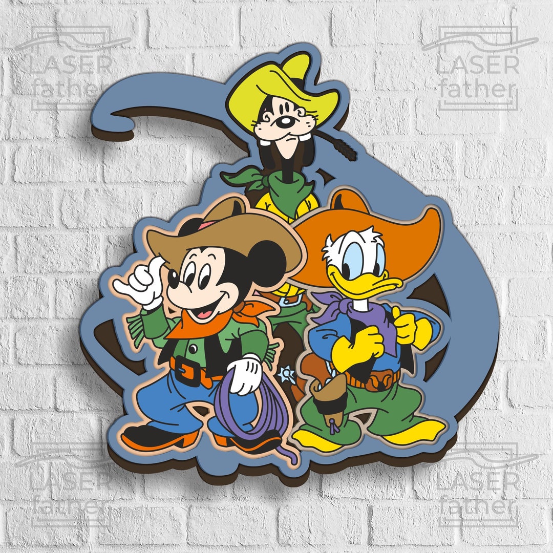 Mickey Mouse Cowboy, Disney SVG, Cartoon Laser Cut, Instant Digital ...