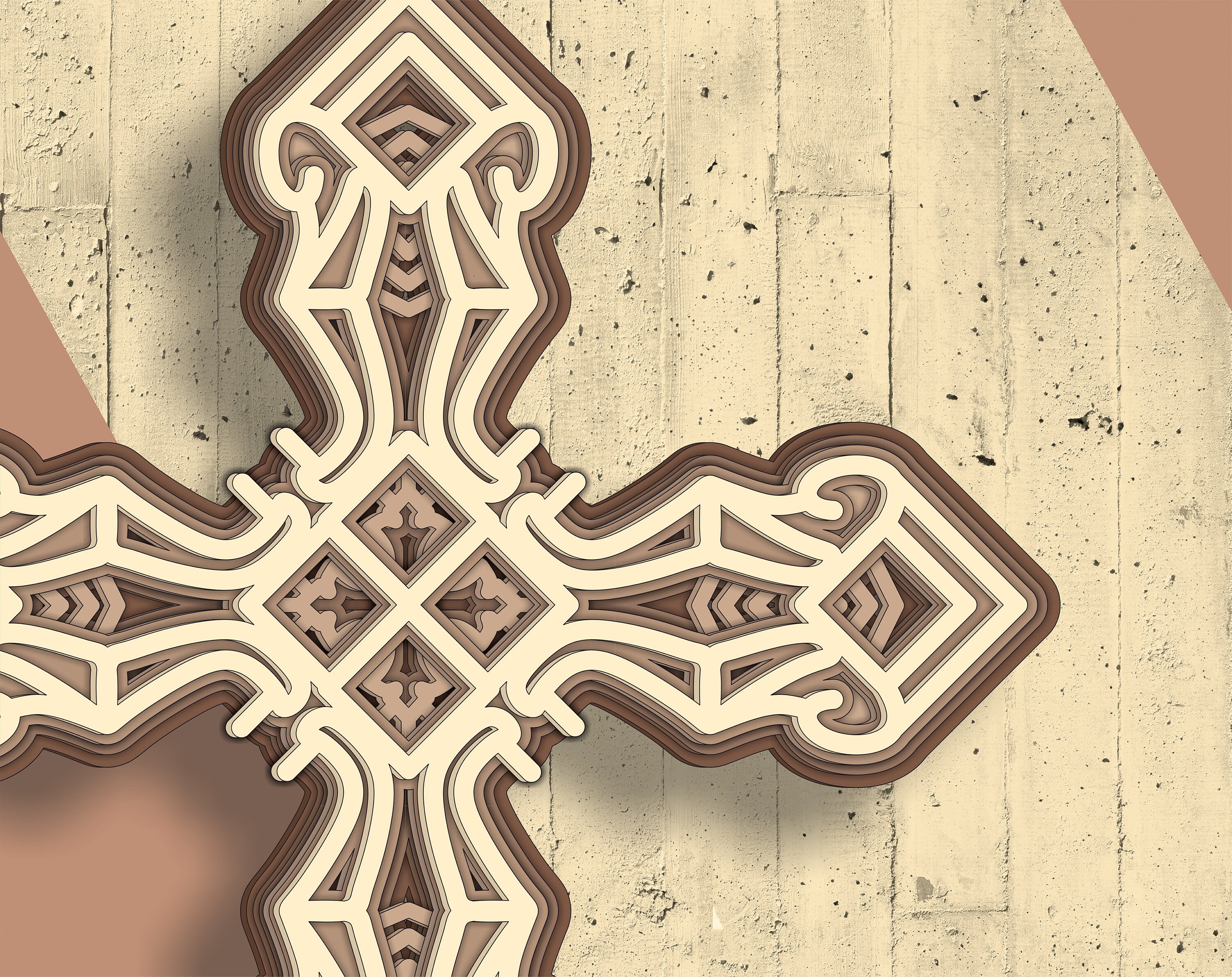 3D Cross Multilayered SVG, Laser Cut, Digital Files Ai Cdr Eps Png Dwg ...