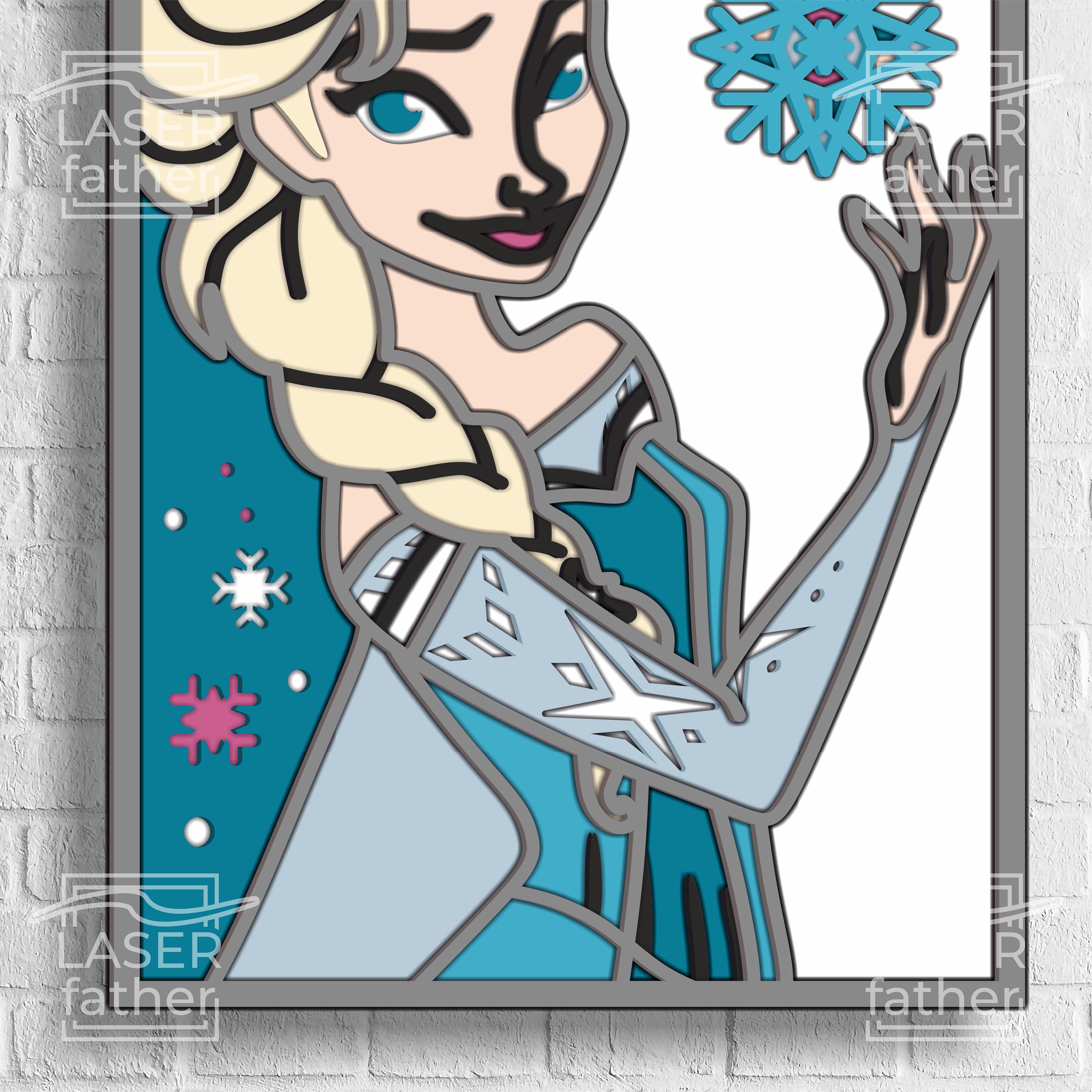 Elsa Laser Cut, Disneyland Princess SVG, Layered Paper Cut, Instant ...