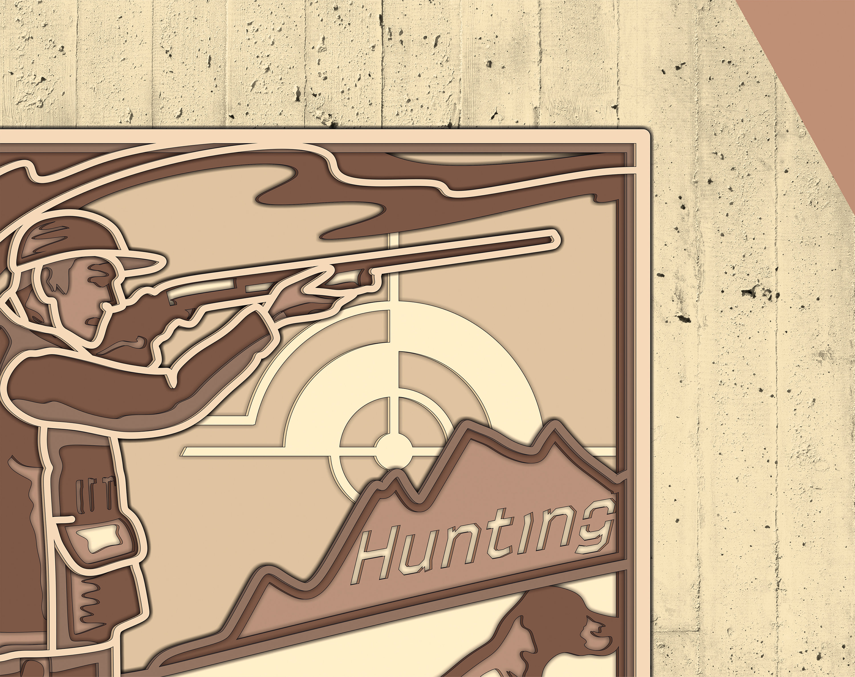 3D Hunting Digital SVG File Ai Cdr Eps Png Dwg Dxf 6 Layers - Etsy