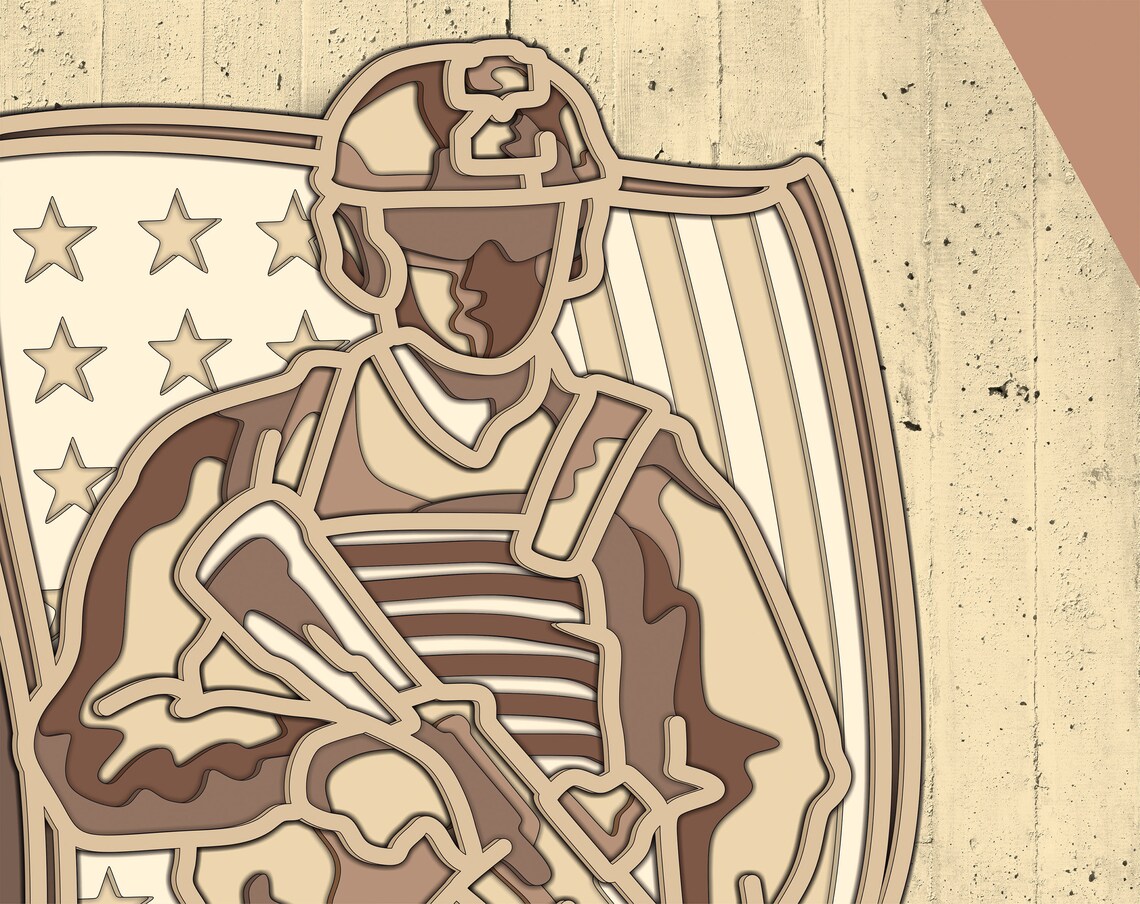 Layered SVG 3D Design Soldier Mandala Files Ai Cdr Eps Png Dwg Dxf 6 ...