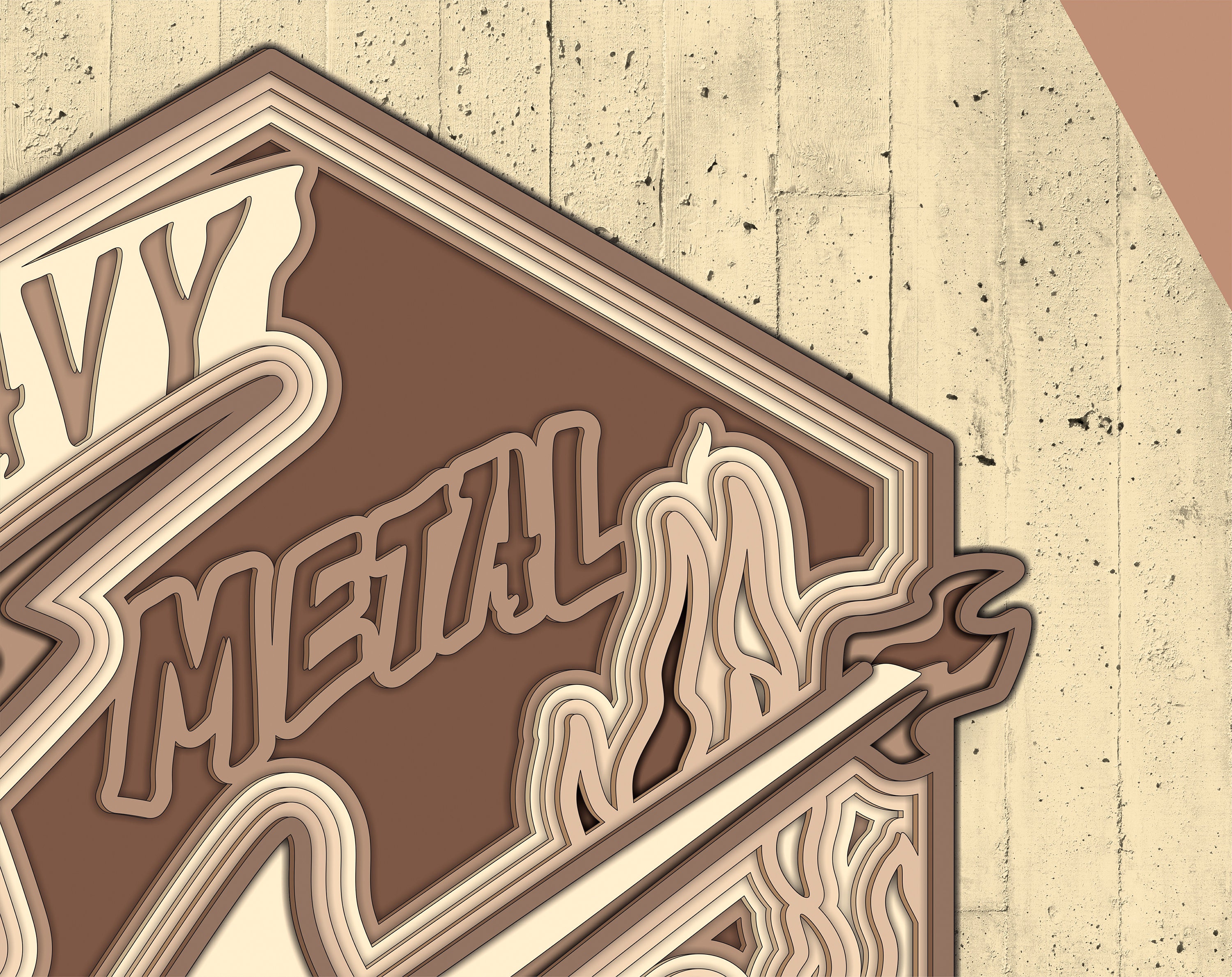 Heavy Metal 3D Multilayered SVG Files Ai Cdr Eps Png Dwg Dxf, Laser Cut ...