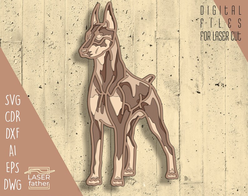 Doberman 3D Layered SVG File, Digital Download Svg Ai Cdr Eps Png Dwg ...