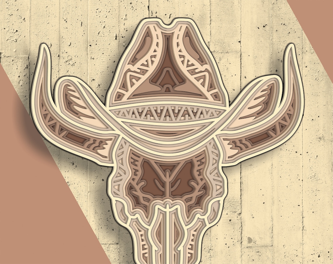 Bull Skull Layered SVG 3D Design Bull Skull Digital Download - Etsy