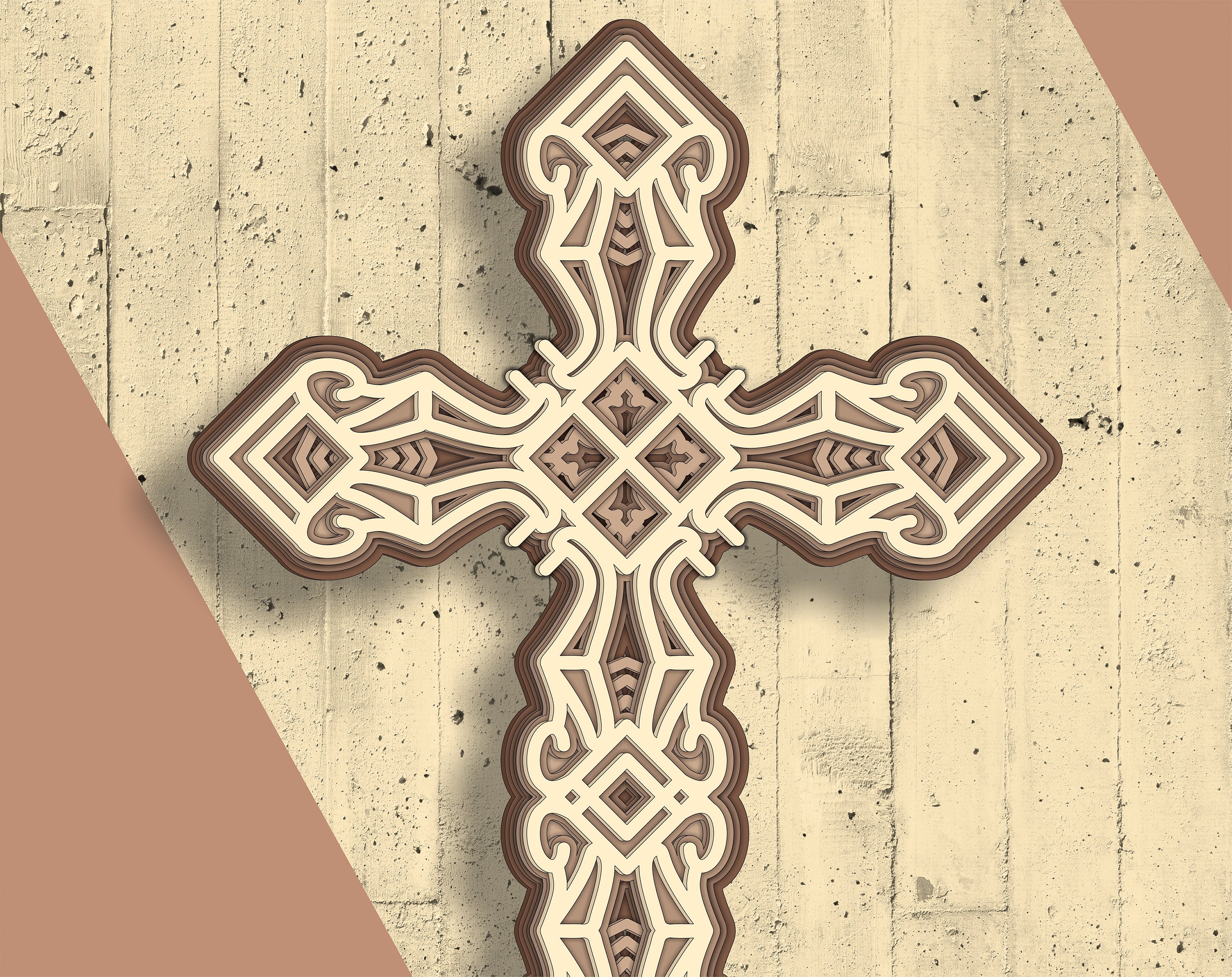 3D Cross Multilayered SVG, Laser Cut, Digital Files Ai Cdr Eps Png Dwg ...
