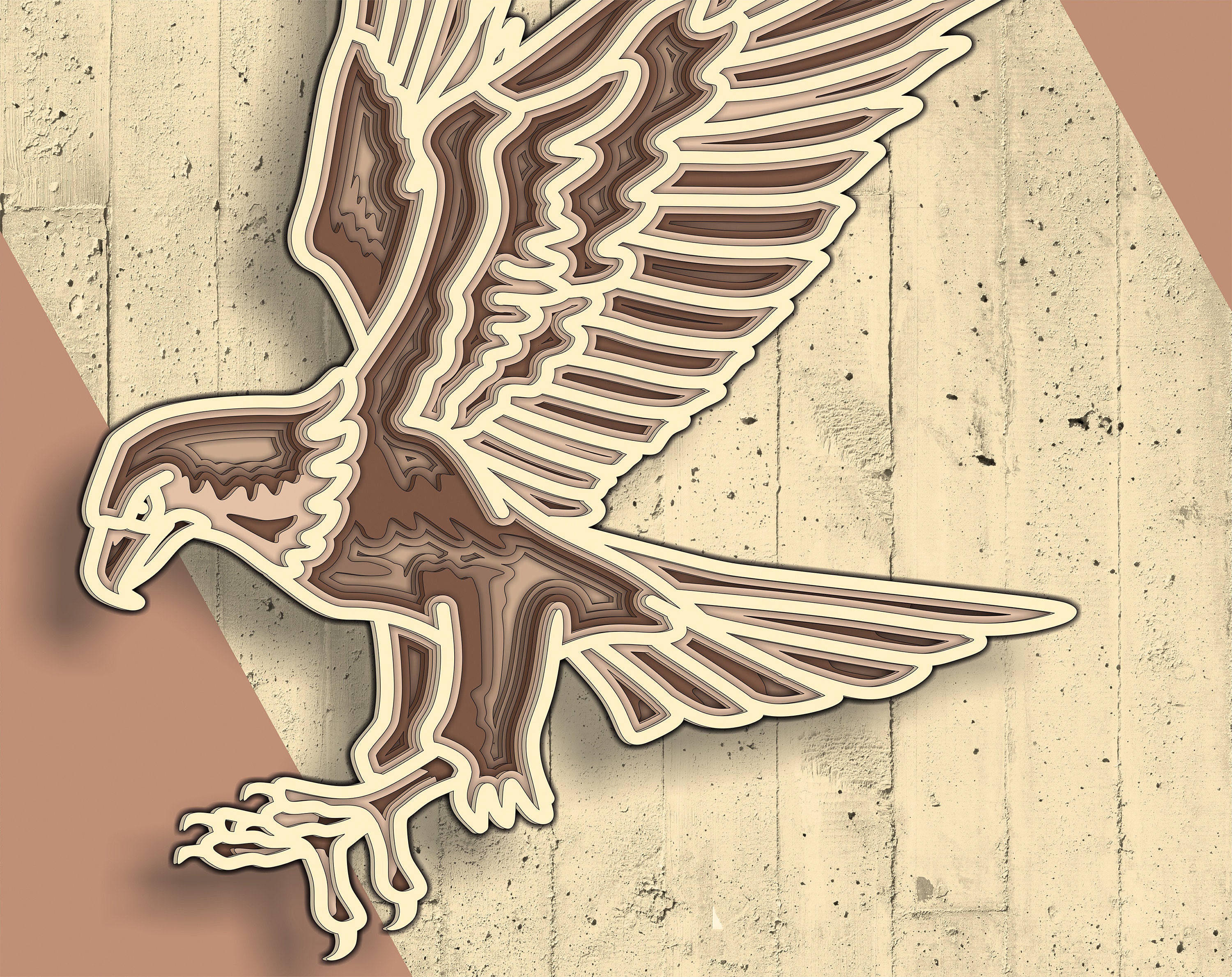 3D Layered SVG Eagle, Laser Cut, Instant Digital Download Ai Cdr Eps ...