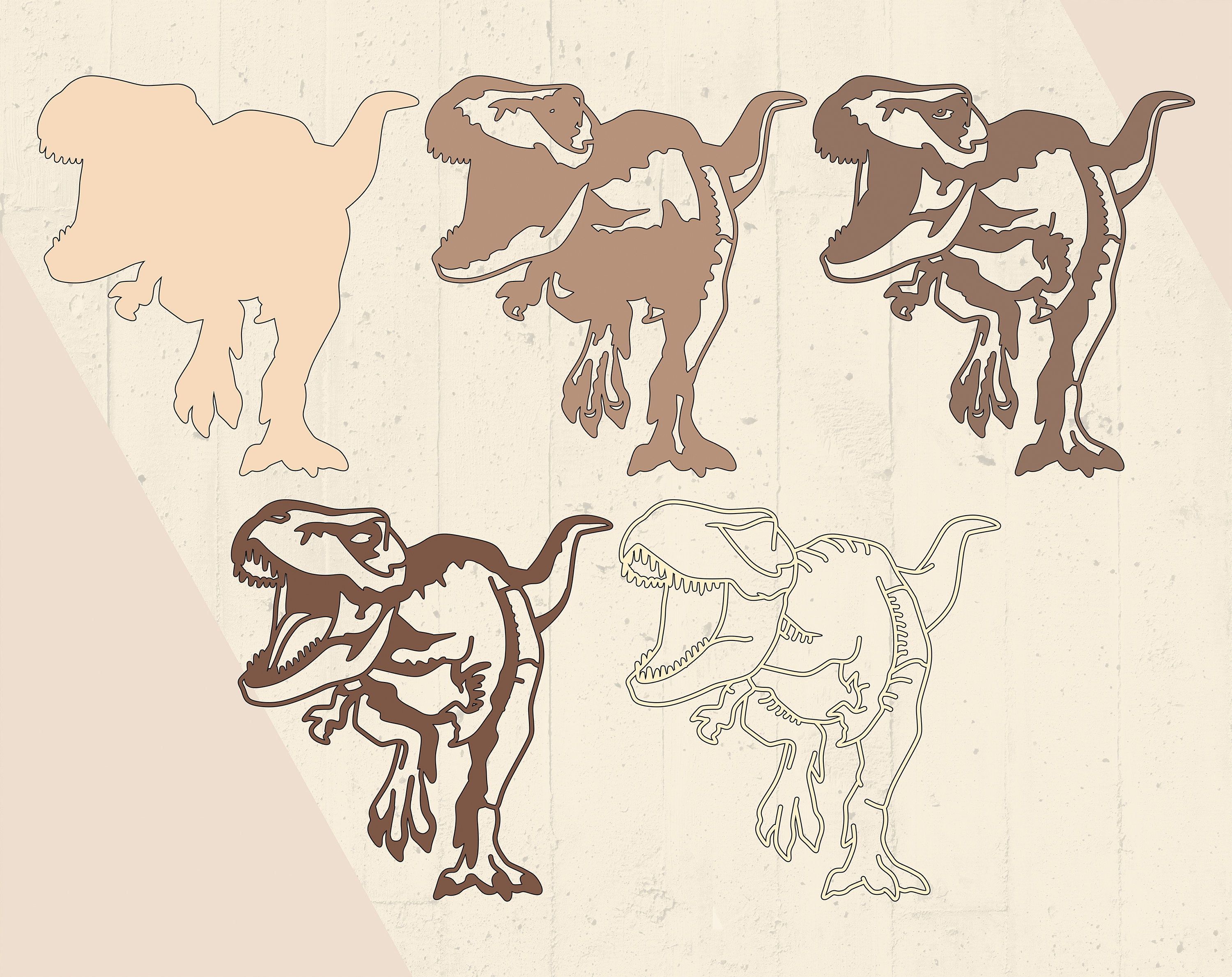 Tyrannosaurus 3D Multilayered SVG, Digital Files Ai Cdr Eps Png Dwg Dxf ...