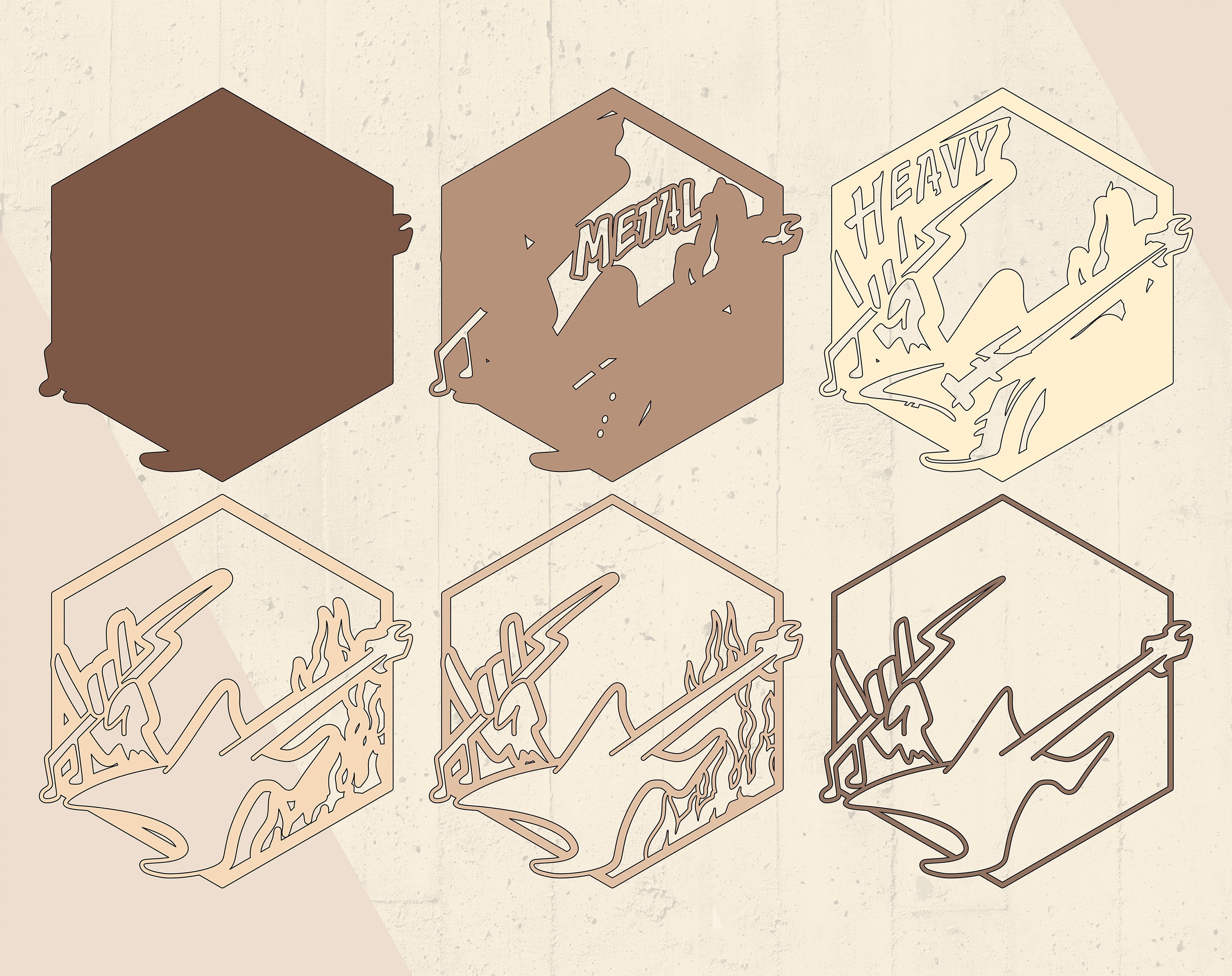 Heavy Metal 3D Multilayered SVG Files Ai Cdr Eps Png Dwg Dxf, Laser Cut ...