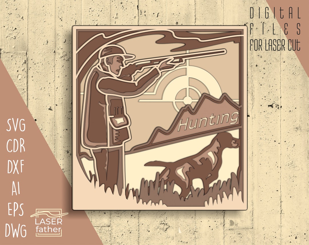 3D Hunting Digital SVG File Ai Cdr Eps Png Dwg Dxf 6 Layers for Laser ...