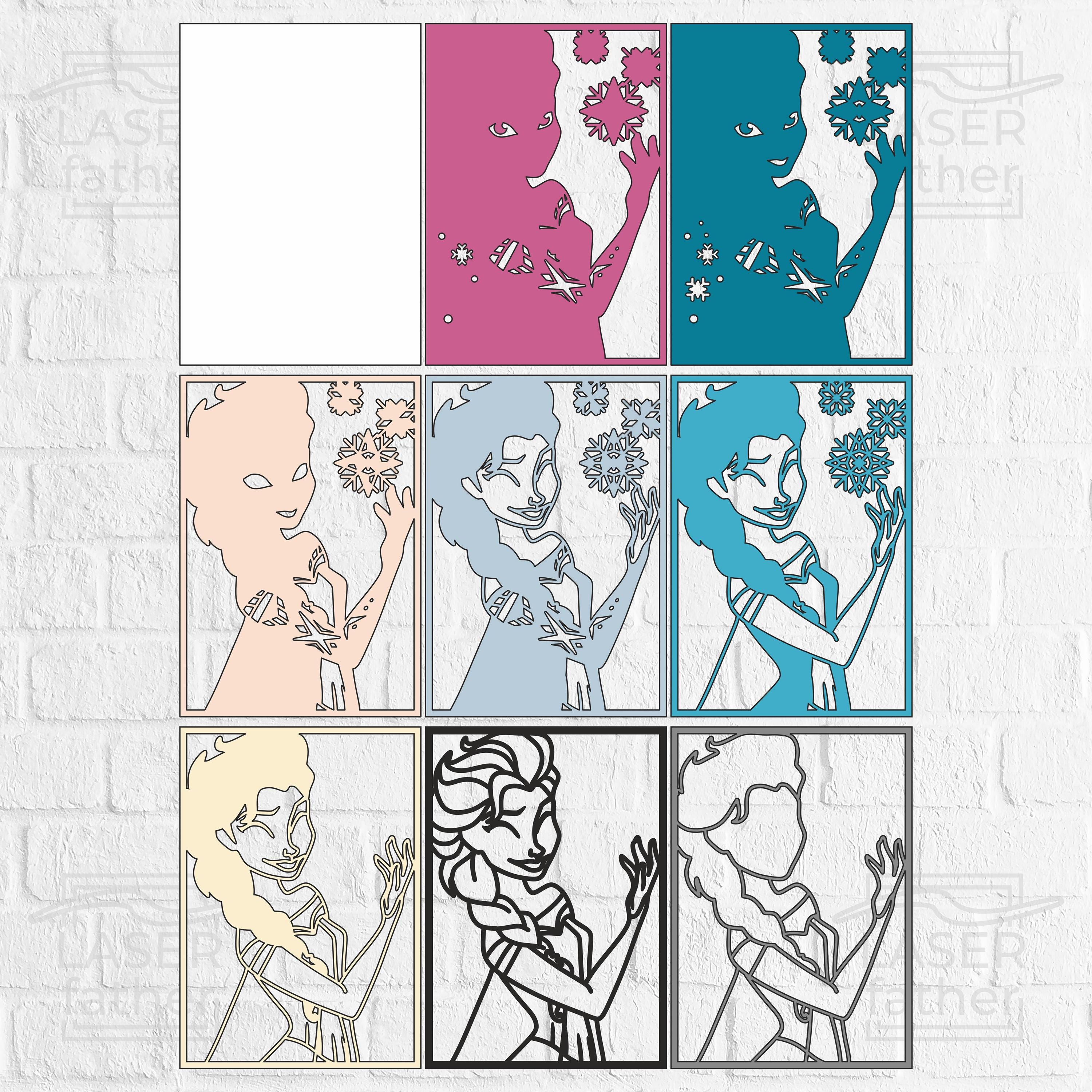 Elsa Laser Cut, Disneyland Princess SVG, Layered Paper Cut, Instant ...