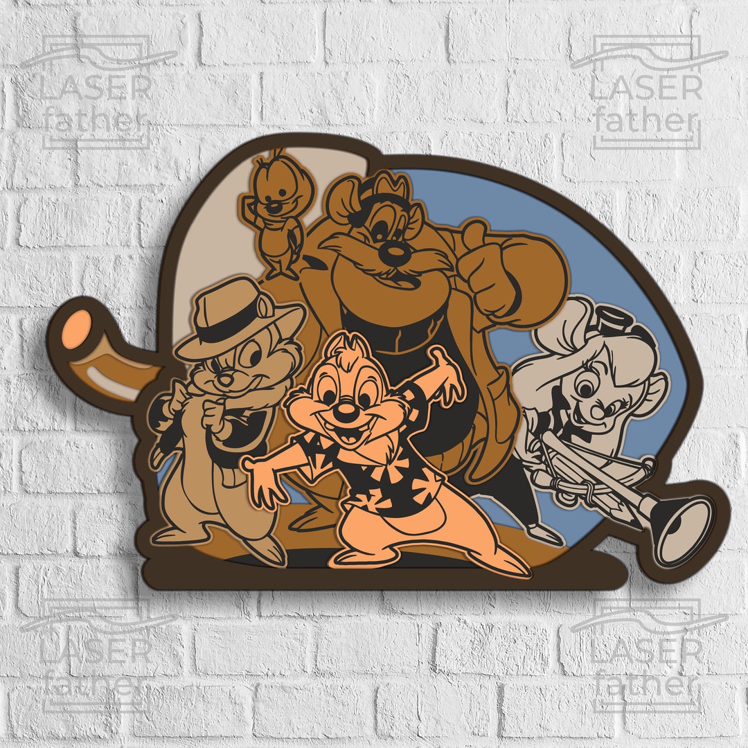 Chip and Dale SVG, Disneyland Designs, Laser Cut Template, Cartoon ...