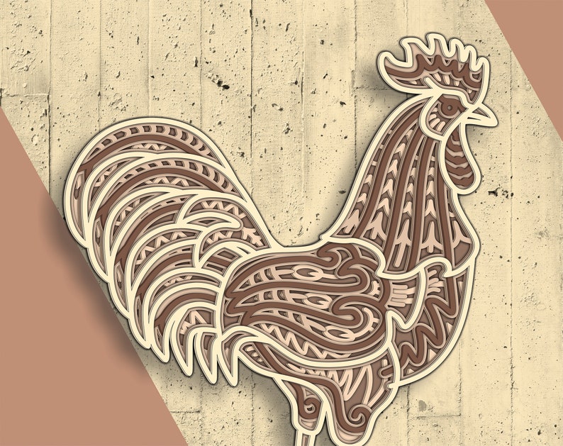 3D Rooster Multilayer SVG File for Laser Cut, Instant Digital Download ...