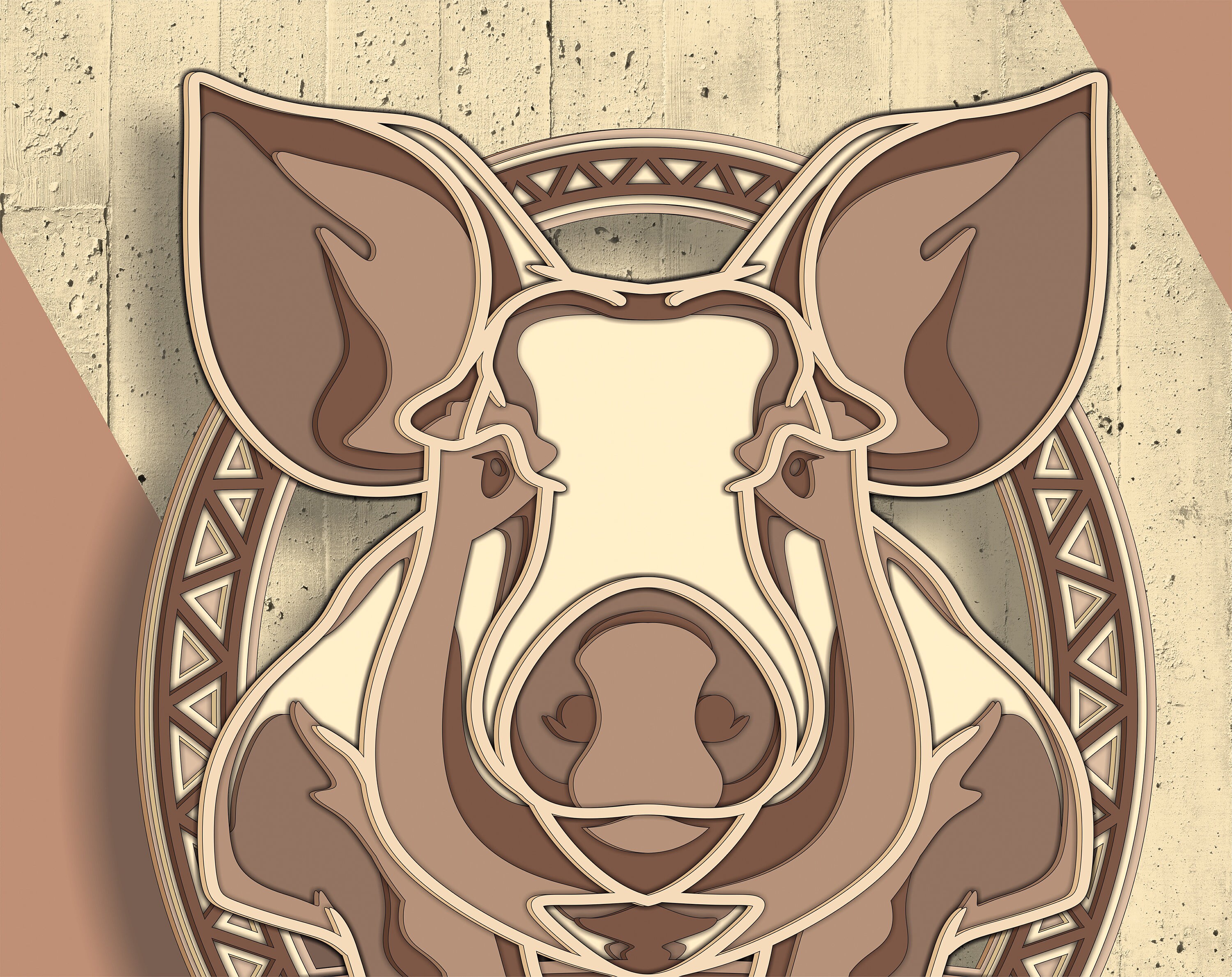3D Pig Multilayer SVG File, Digital Download Ai Cdr Eps Png Dwg Dxf ...