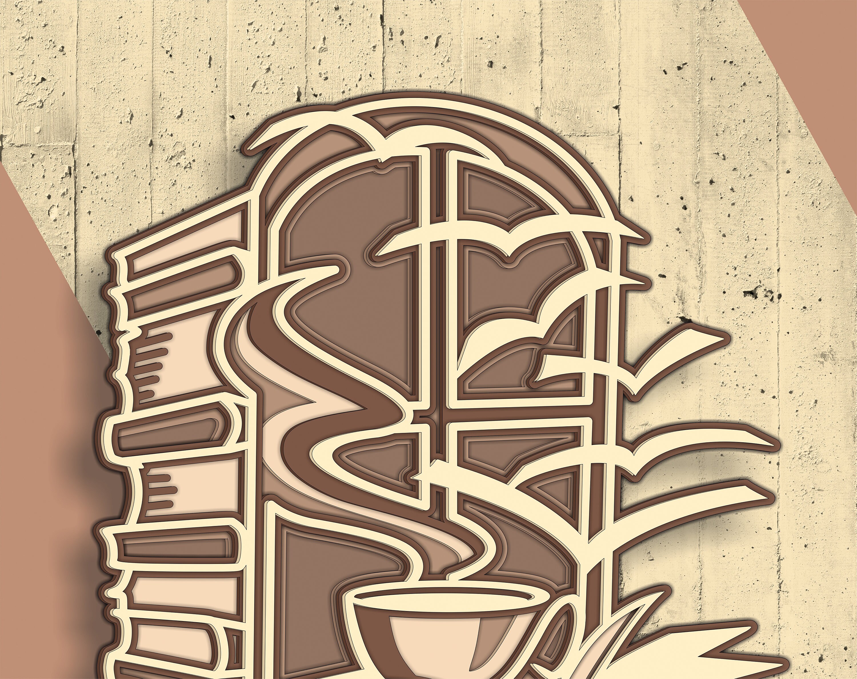 Books SVG Layered 3D Design for Laser Cutting Digital - Etsy