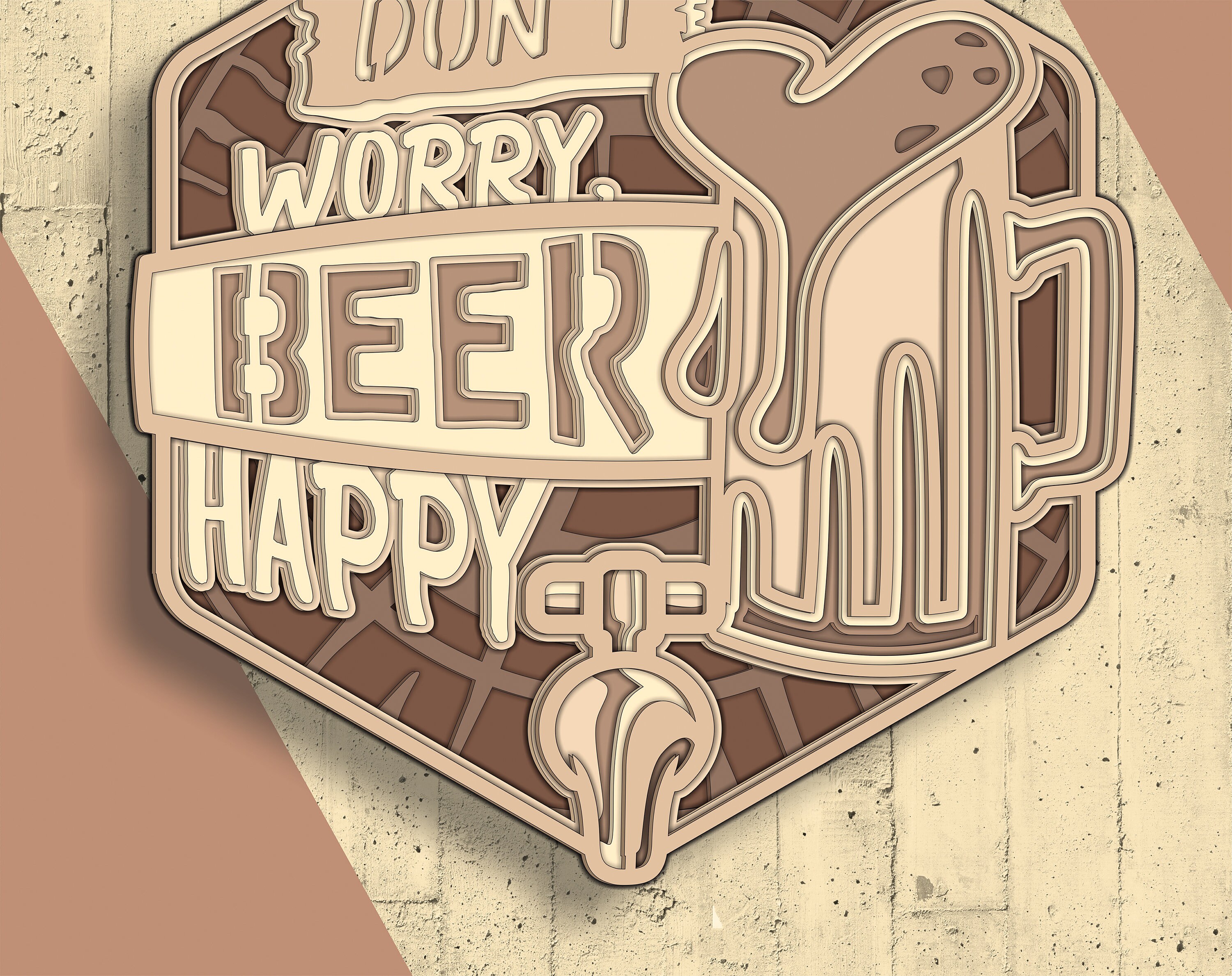 3D Beer Multilayered SVG File Design Beer Craft Gift Ai Cdr Eps Png Dwg ...