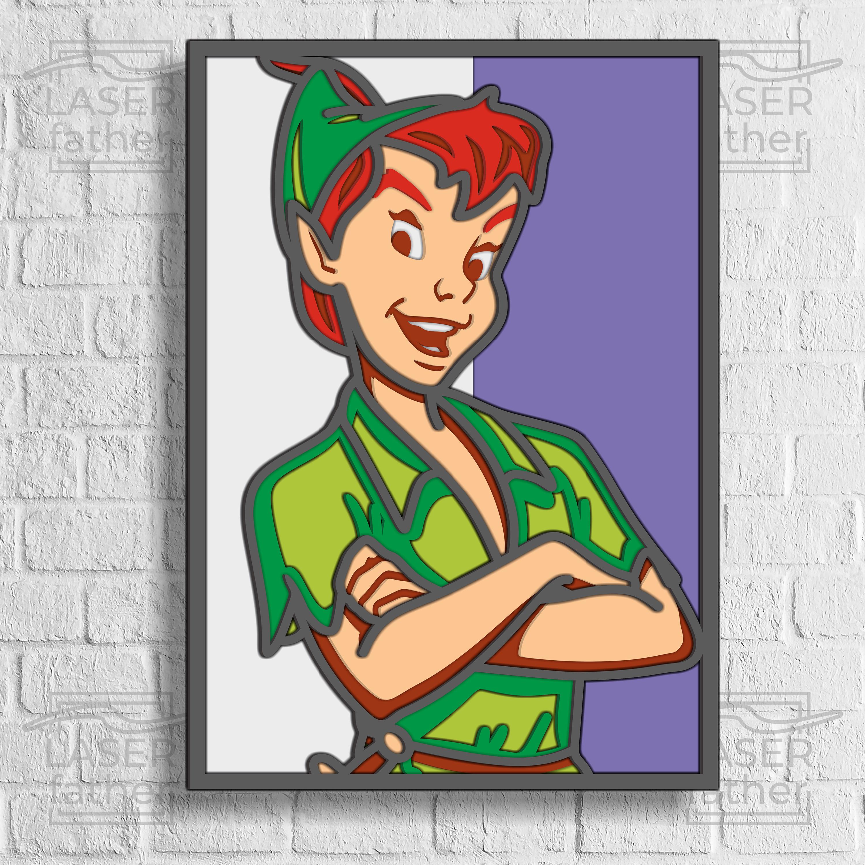 Peter Pan SVG, Wood Laser Cutouts, Multilayer Disneyland, CNC Craft ...