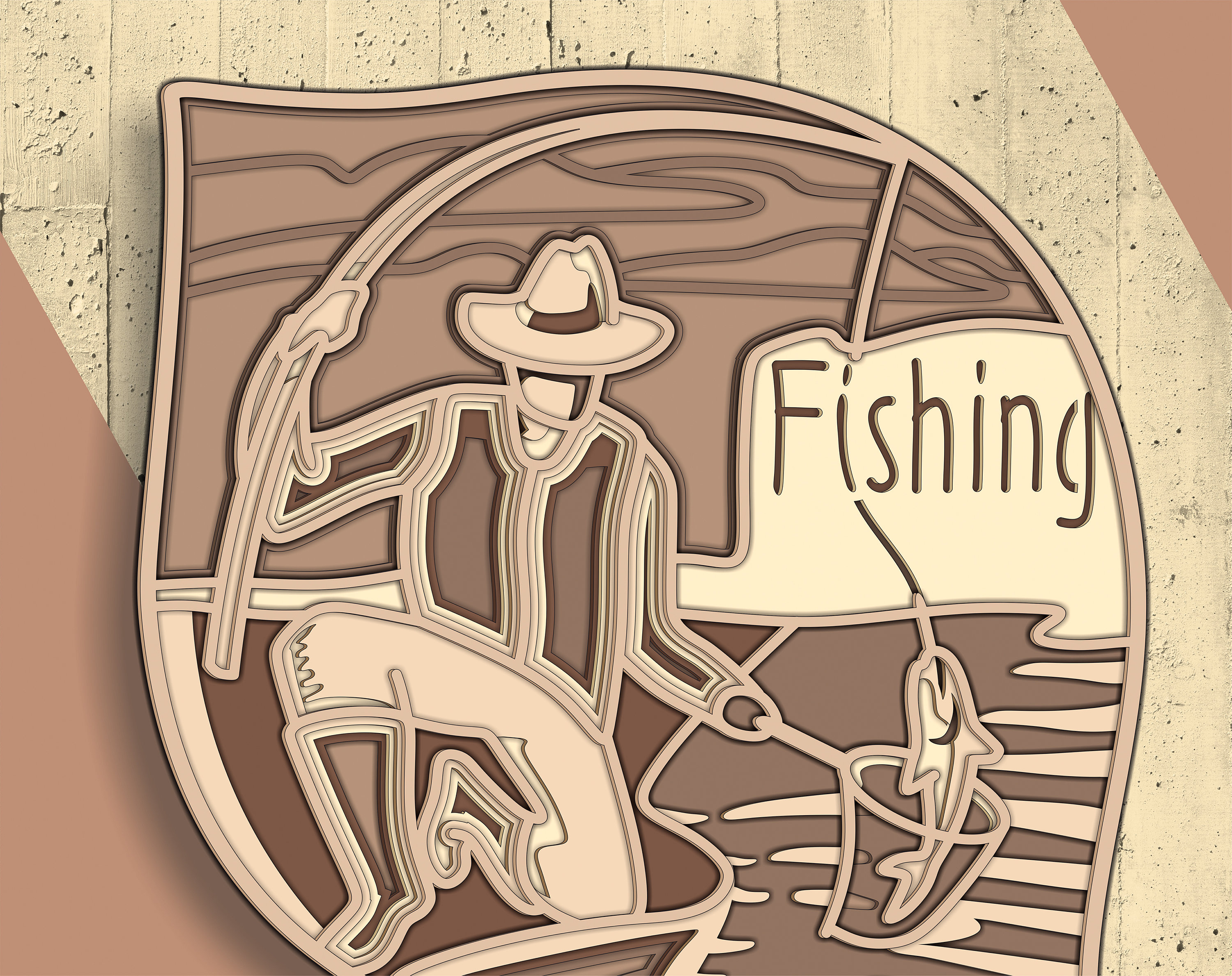 Fishing 3D Layered SVG, Laser Cut Files, Instant Download Ai Cdr Eps ...