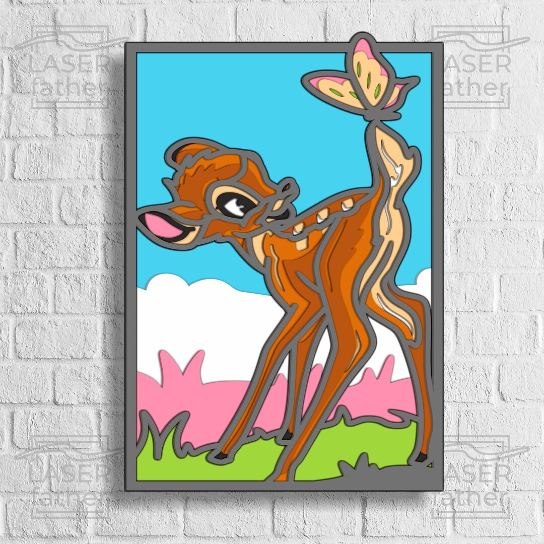 Bambi Layered SVG, Cute Baby Deer SVG, 3D Multilayer Design, Laser ...