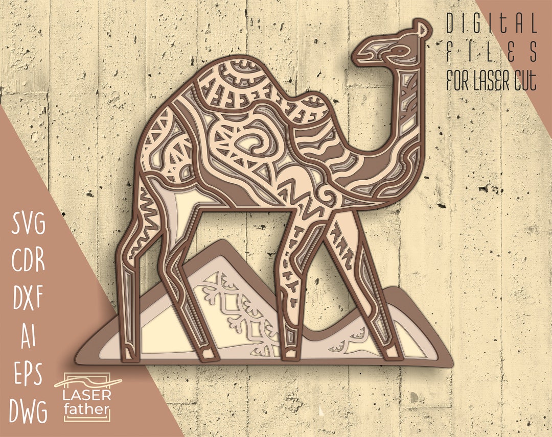 Camel 3D Layered SVG, Laser Cutting File, Digital Download Ai Cdr Eps ...