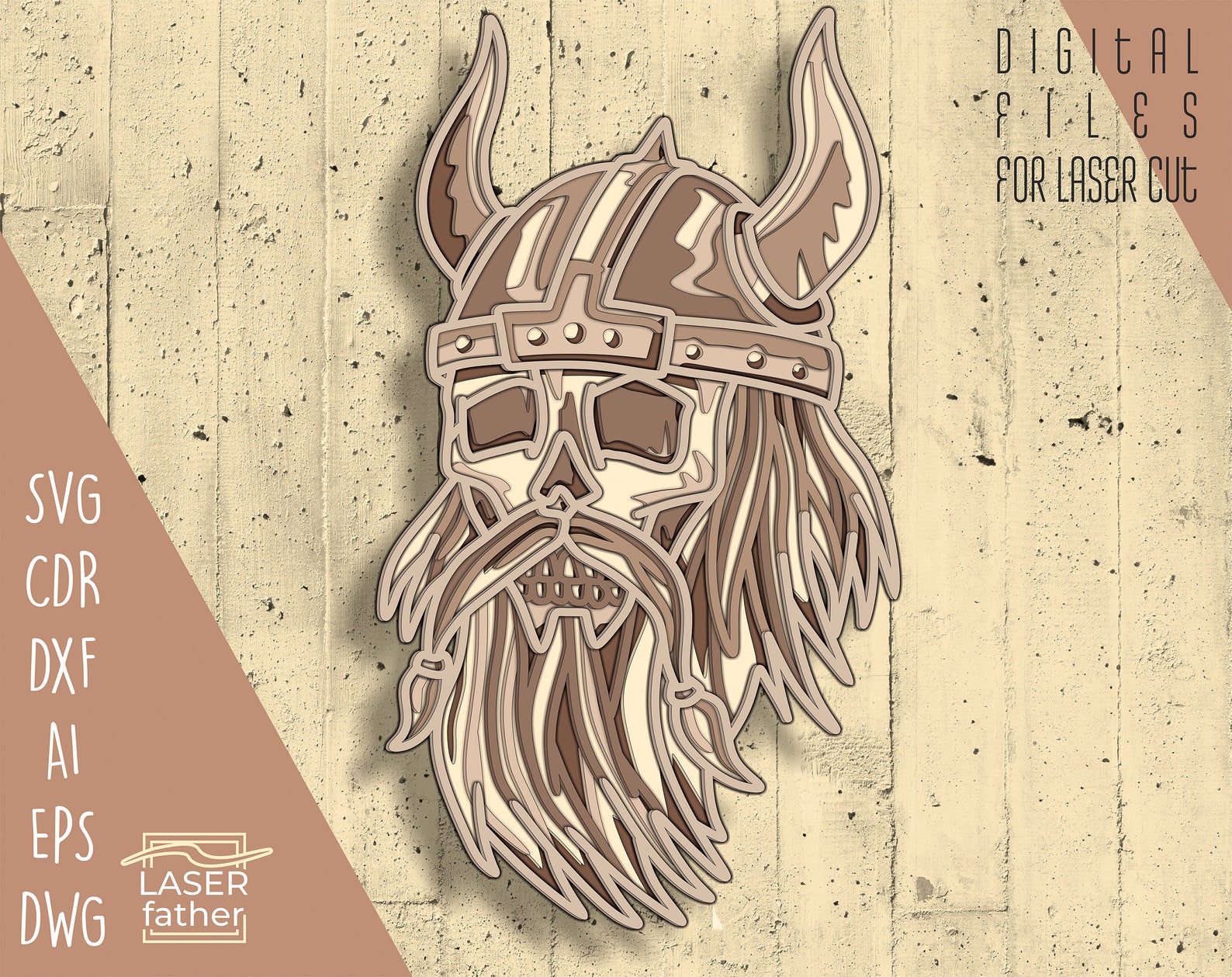 Viking Layered SVG 3D Design Viking Mandala Files Ai Cdr Eps Png Dwg ...