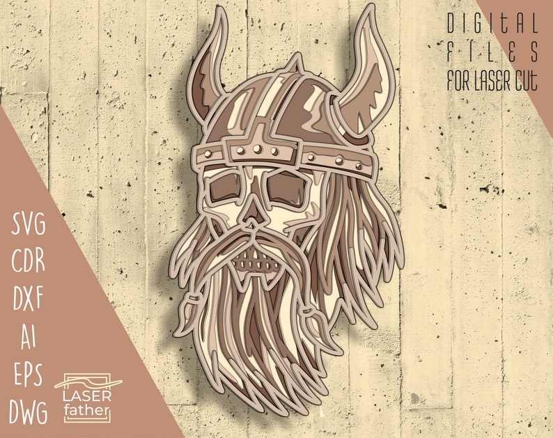 Viking Layered SVG 3D Design Viking Mandala Files Ai Cdr Eps Png Dwg ...