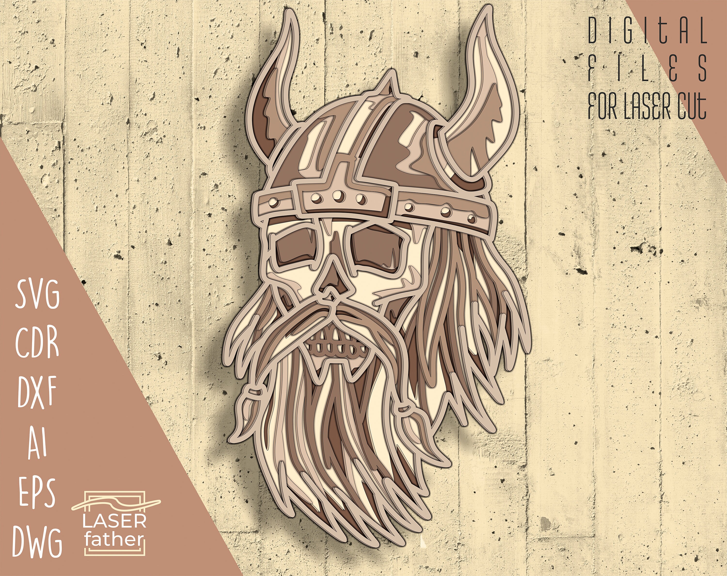 Viking Layered SVG 3D Design Viking Mandala Files Ai Cdr Eps Png Dwg ...