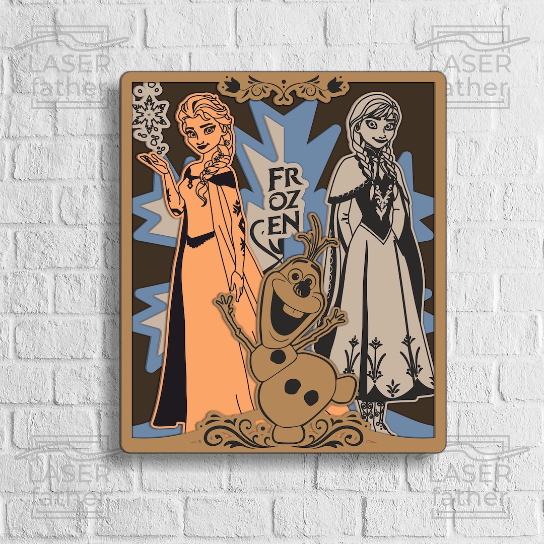 Elsa and Anna SVG, Cartoon Design, Layered Craft, Laser Cutting Files ...