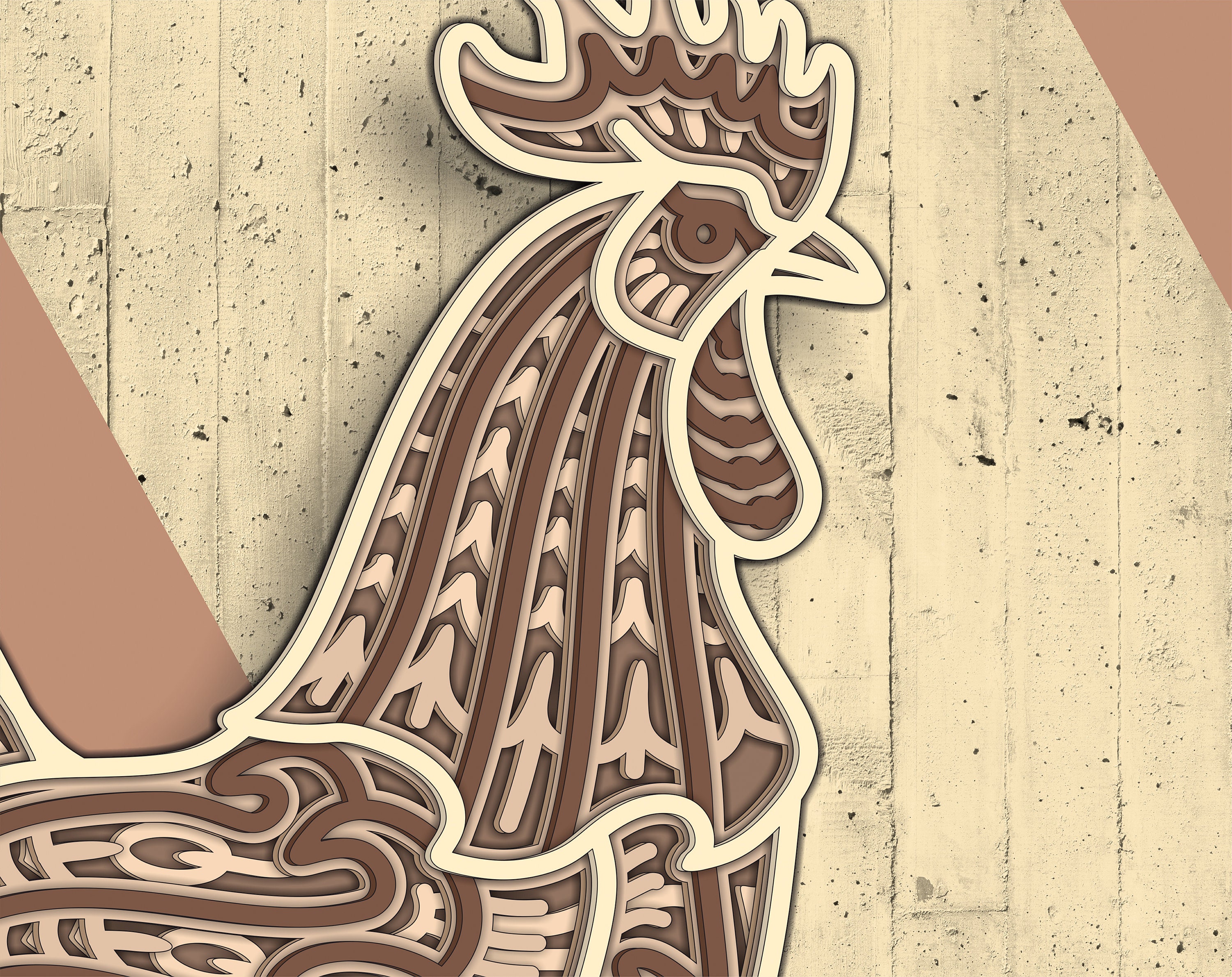 3D Rooster Multilayer SVG File for Laser Cut, Instant Digital Download ...