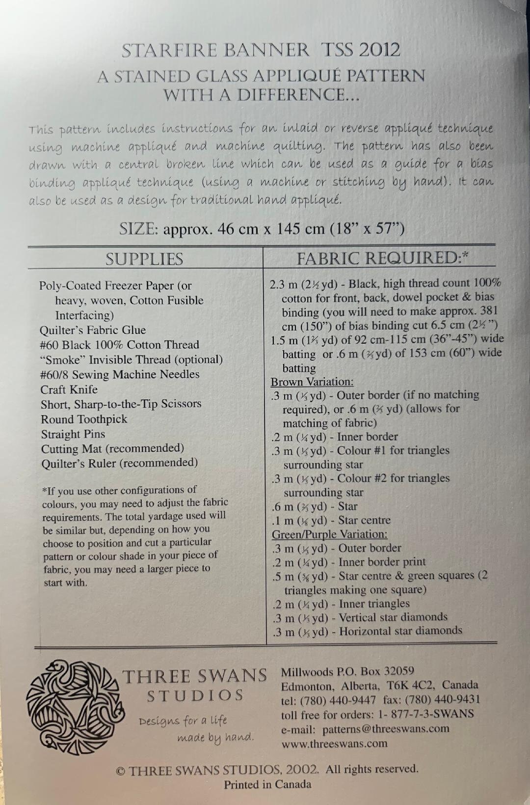 Starfire Stained Glass Applique Banner Quilt Pattern - Etsy