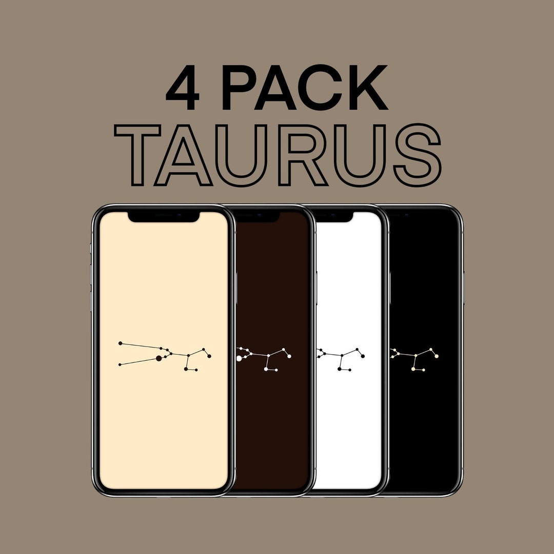 Taurus Phone Wallpaper, Pack of 4 iPhone Android Astrology Zodiac Signs ...