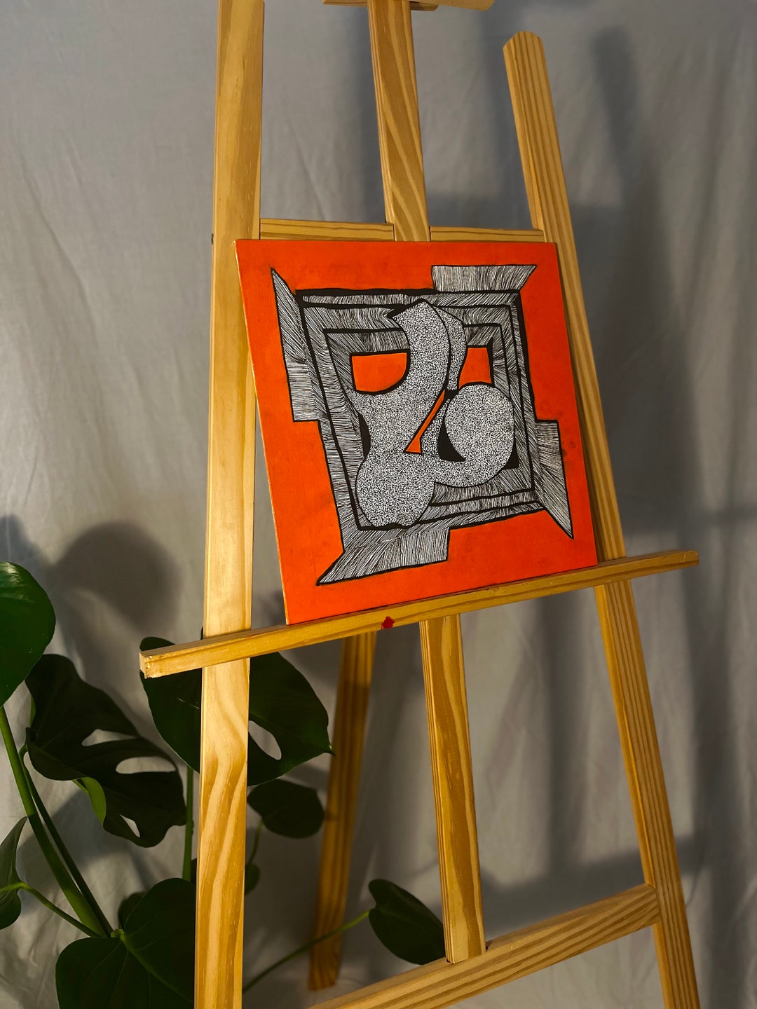 Abstract Orange Acrylic Painting & Ink - Etsy