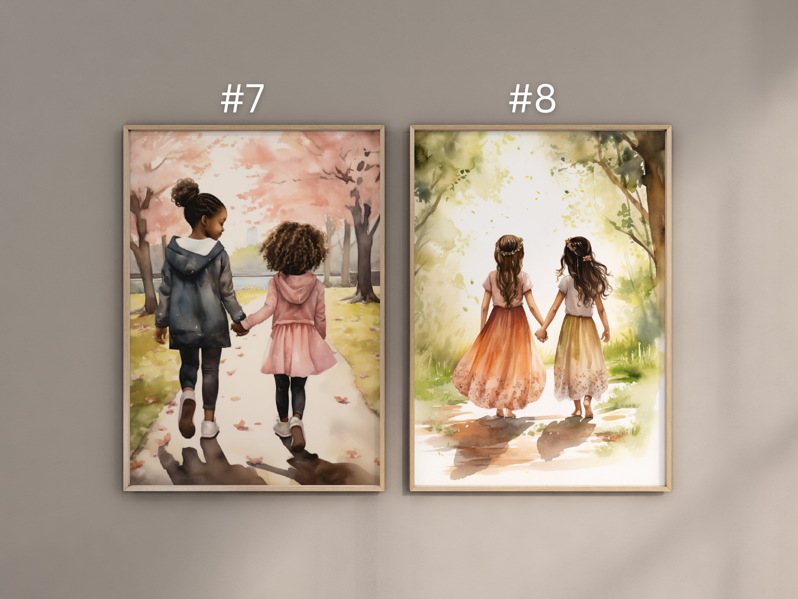 Sibling Watercolor Painting Family Decor Sisters Matching - Etsy
