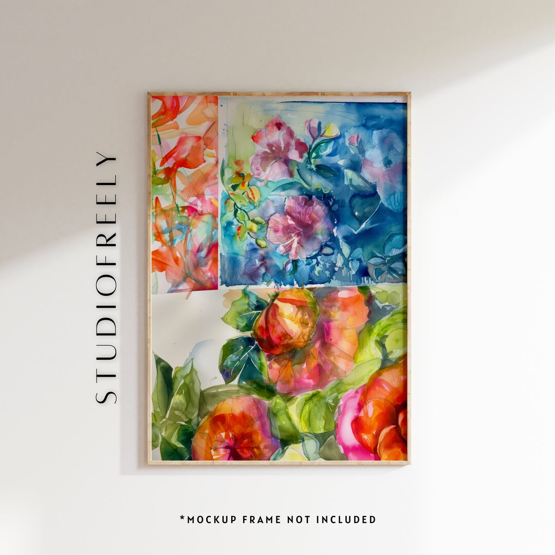 Bold Floral Watercolor Collage Instant Download - Rough Draft ...