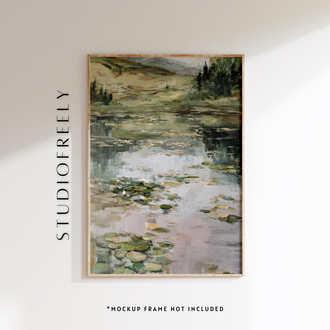 Water Lily Landscape Print: Serene Pond Scene, Impressionist Nature ...