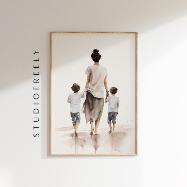Mother Two Kids Painting - Etsy