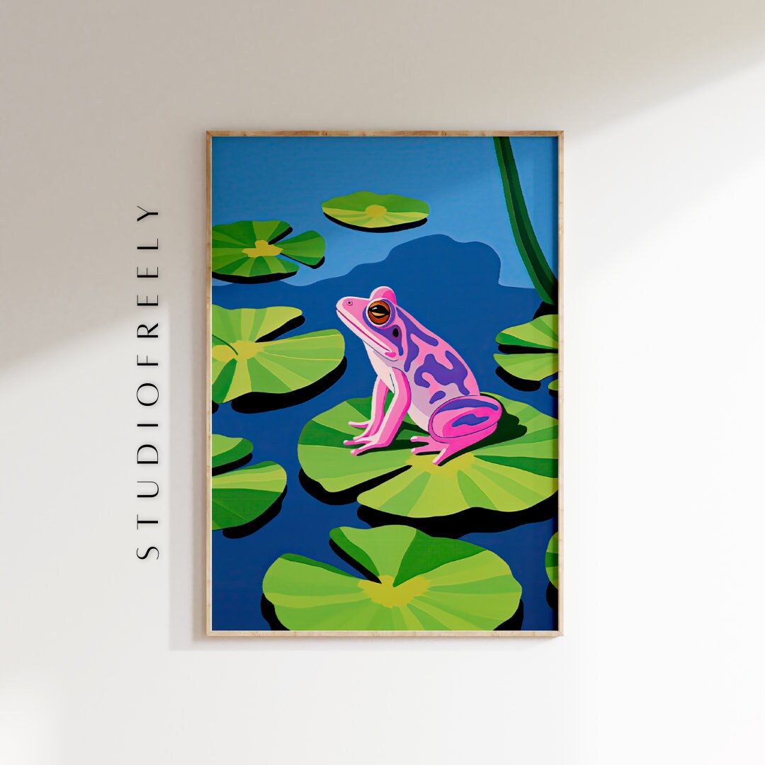 Henri Matisse-inspired Frog and Lily Pad Instant Download - Neon Pink ...