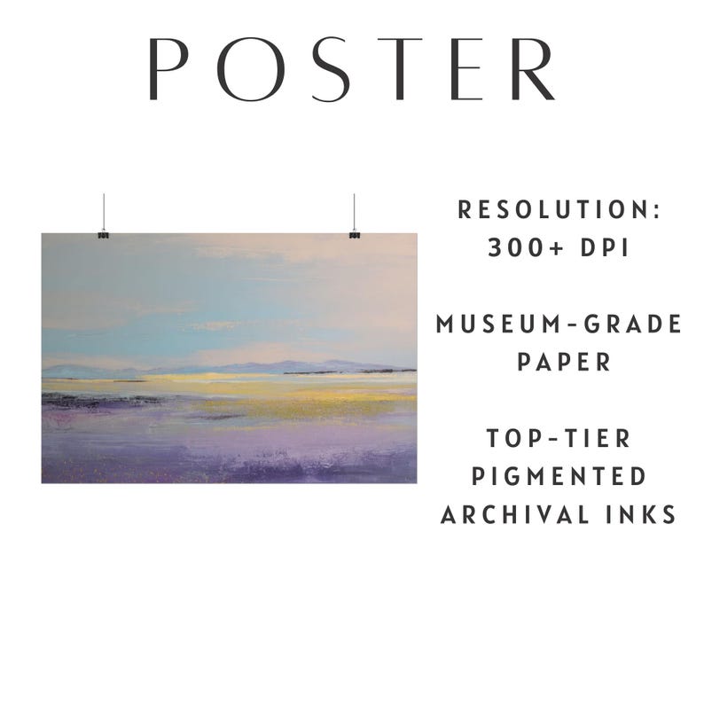 Lavender Field Landscape Print: Abstract Pastel Horizon Art, Dreamy ...