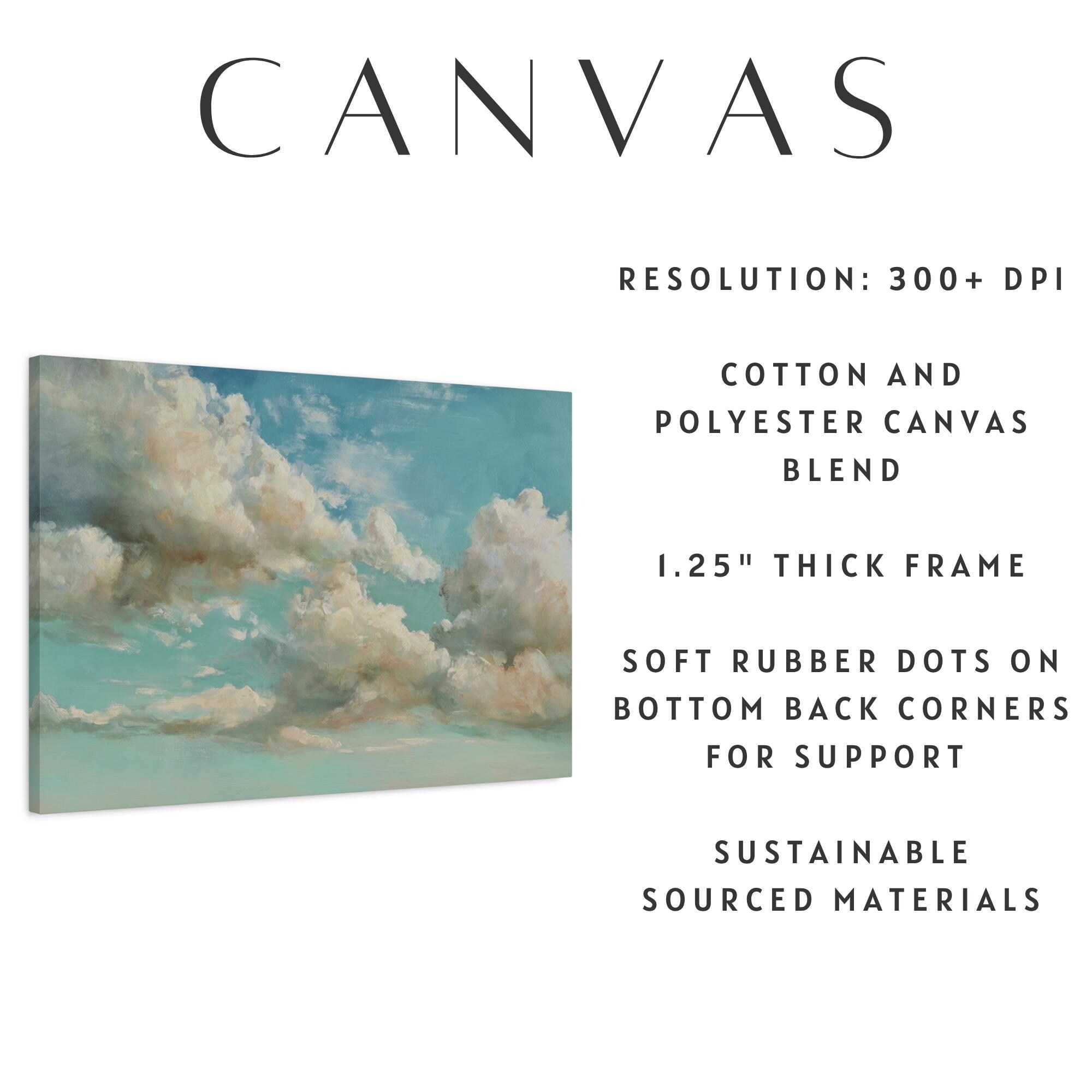 Sky Cloud Print: Blue Skies With Painterly White Clouds, Peaceful Wall ...